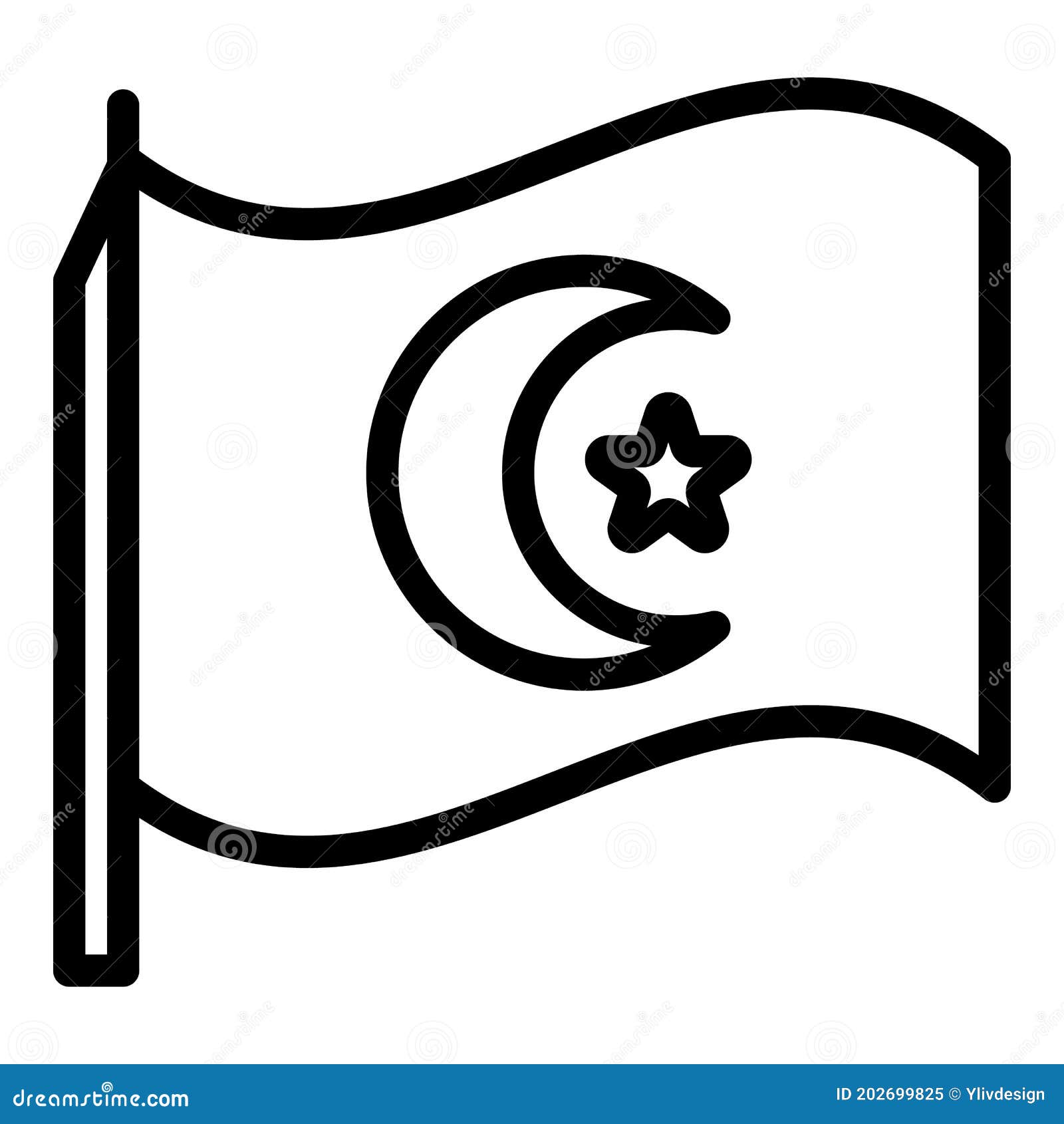 Turkish National Flag Icon, Outline Style Stock Vector - Illustration ...