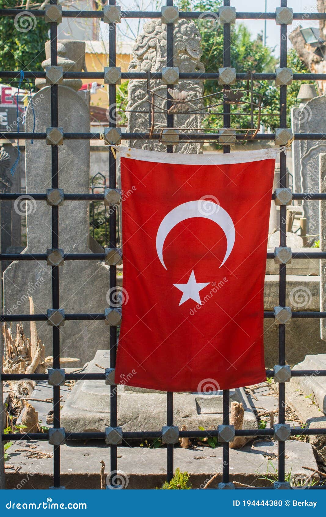 Turkish National Flag with Star and Moon Stock Photo - Image of sign ...