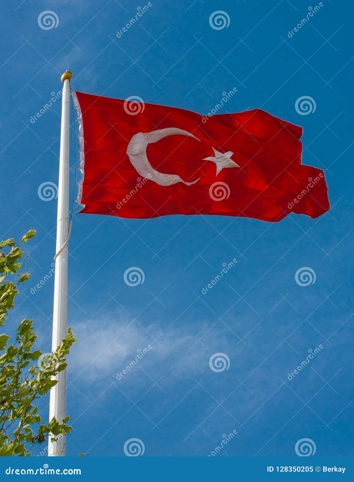 Turkish National Flag in View Stock Image - Image of country, national ...