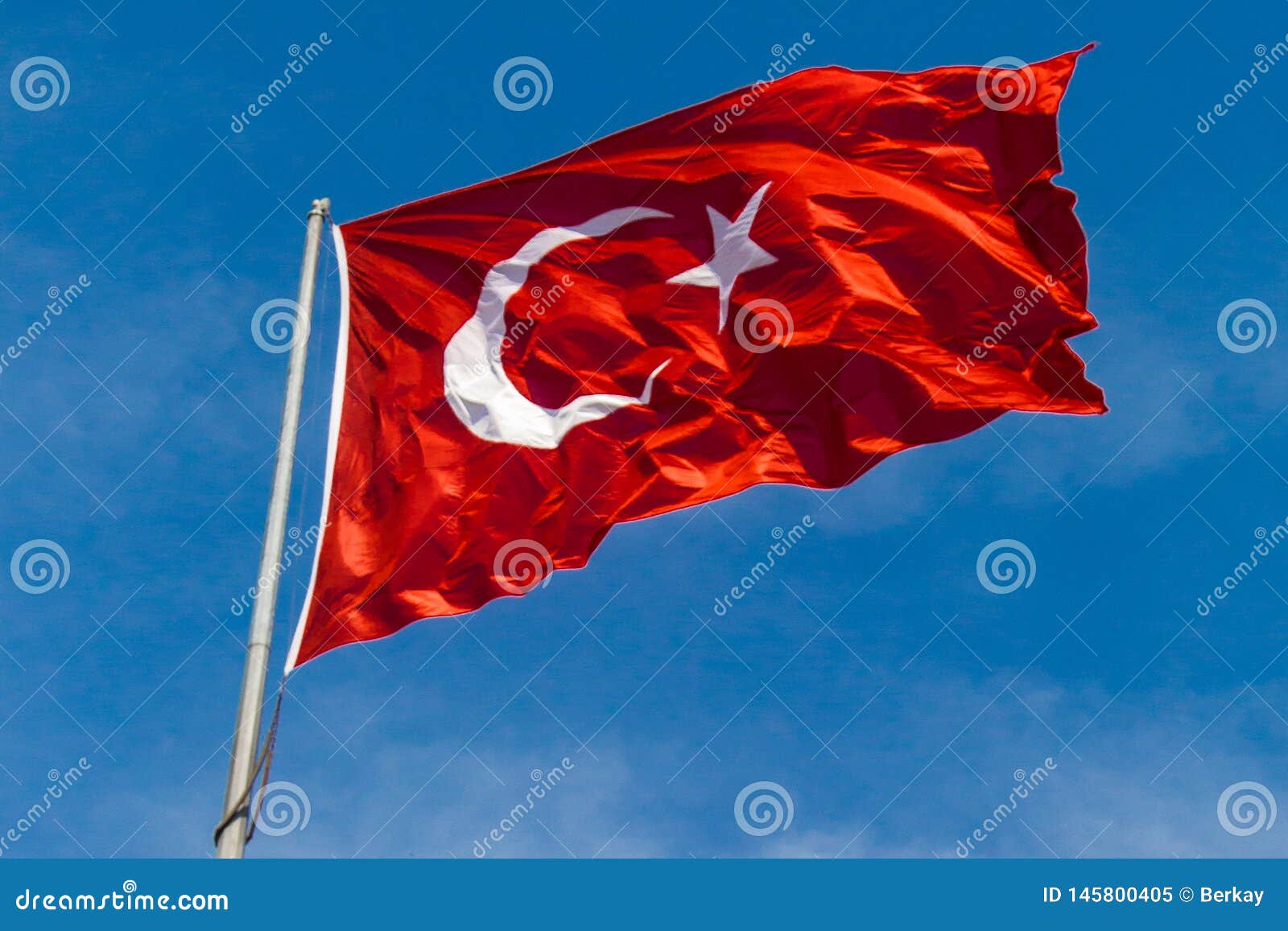 Turkish National Flag in View Stock Image - Image of medieval, nation ...