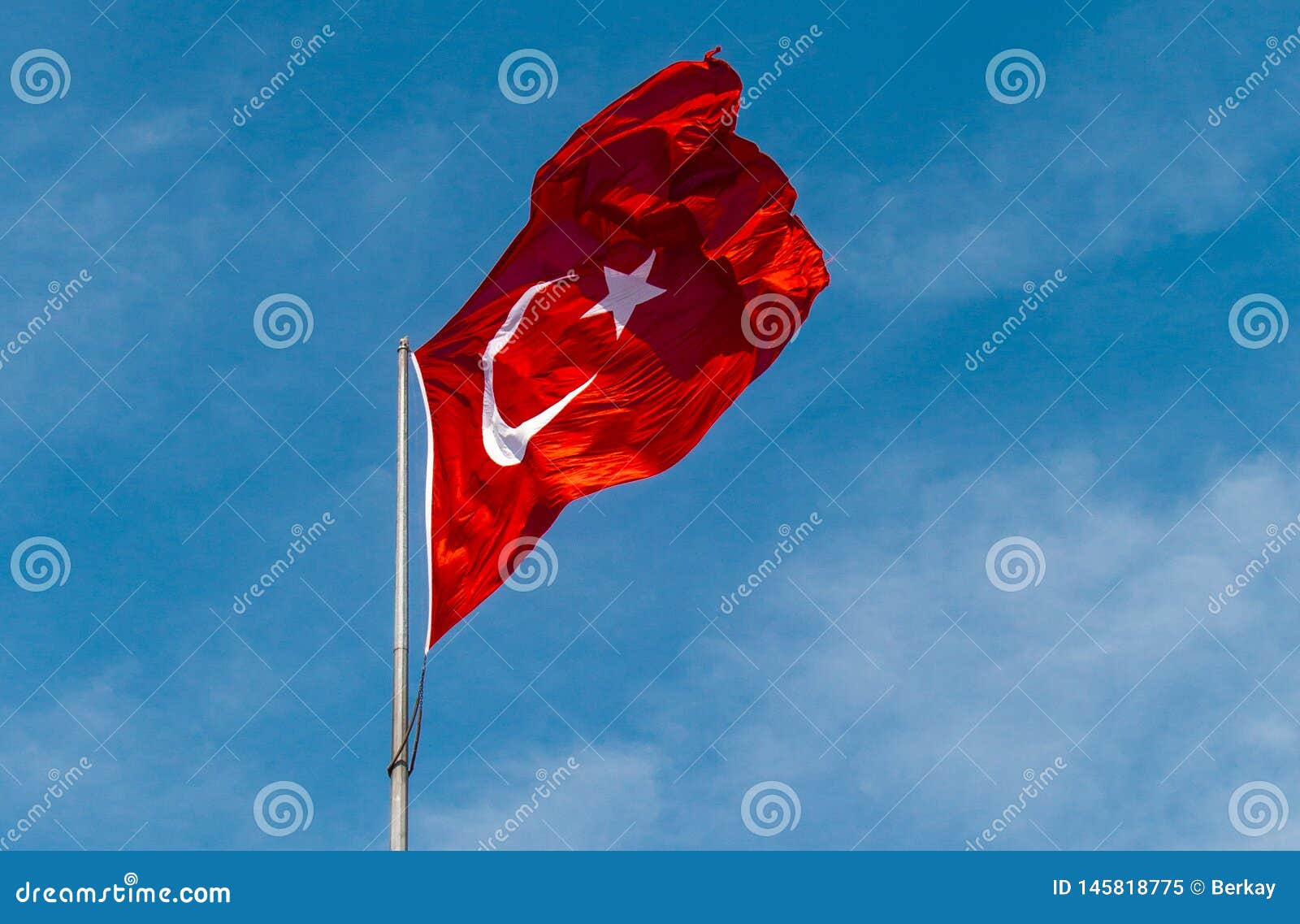 Turkish National Flag in View Stock Image - Image of nation, fortress ...