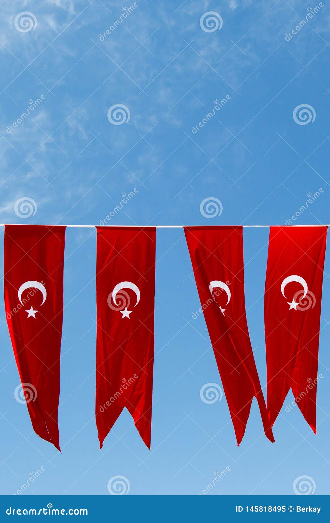 Turkish National Flag in View Stock Image - Image of fortress, travel ...