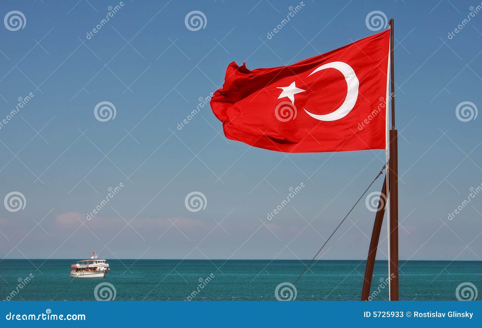 Turkish National Flag Waving on the Wind. Stock Image - Image of cruise ...