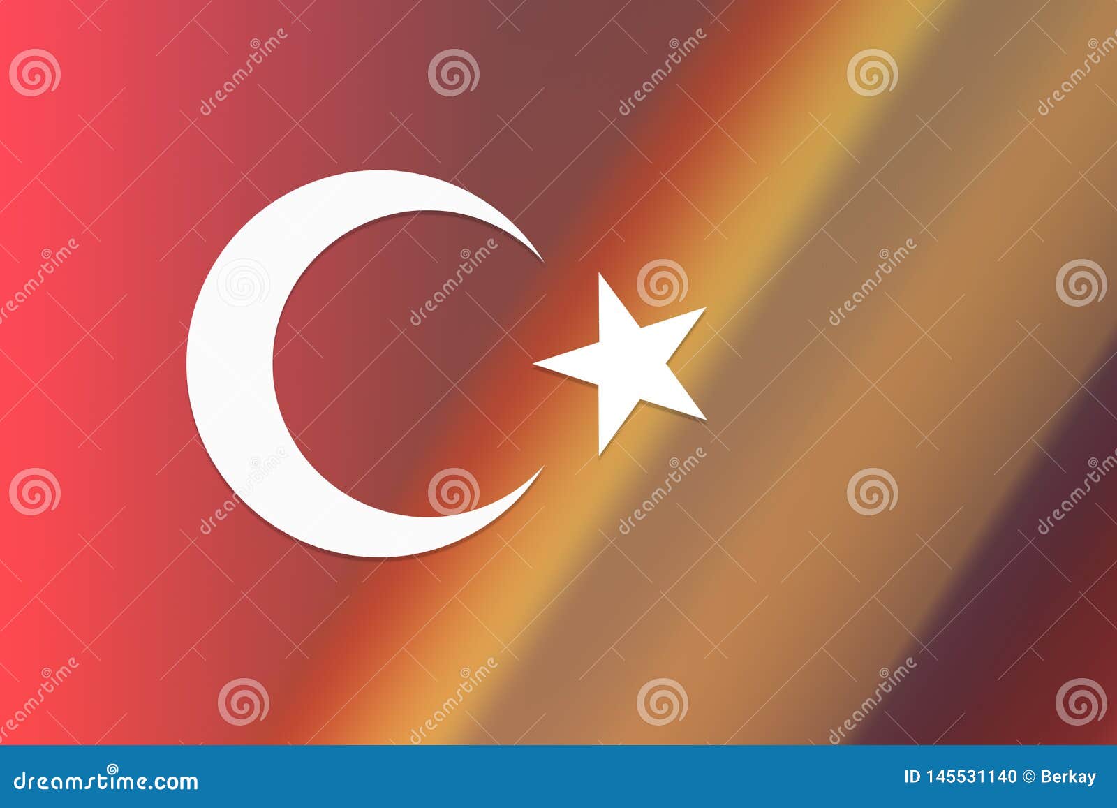 Turkish National Flag with White Star and Moon on Red Background Stock ...