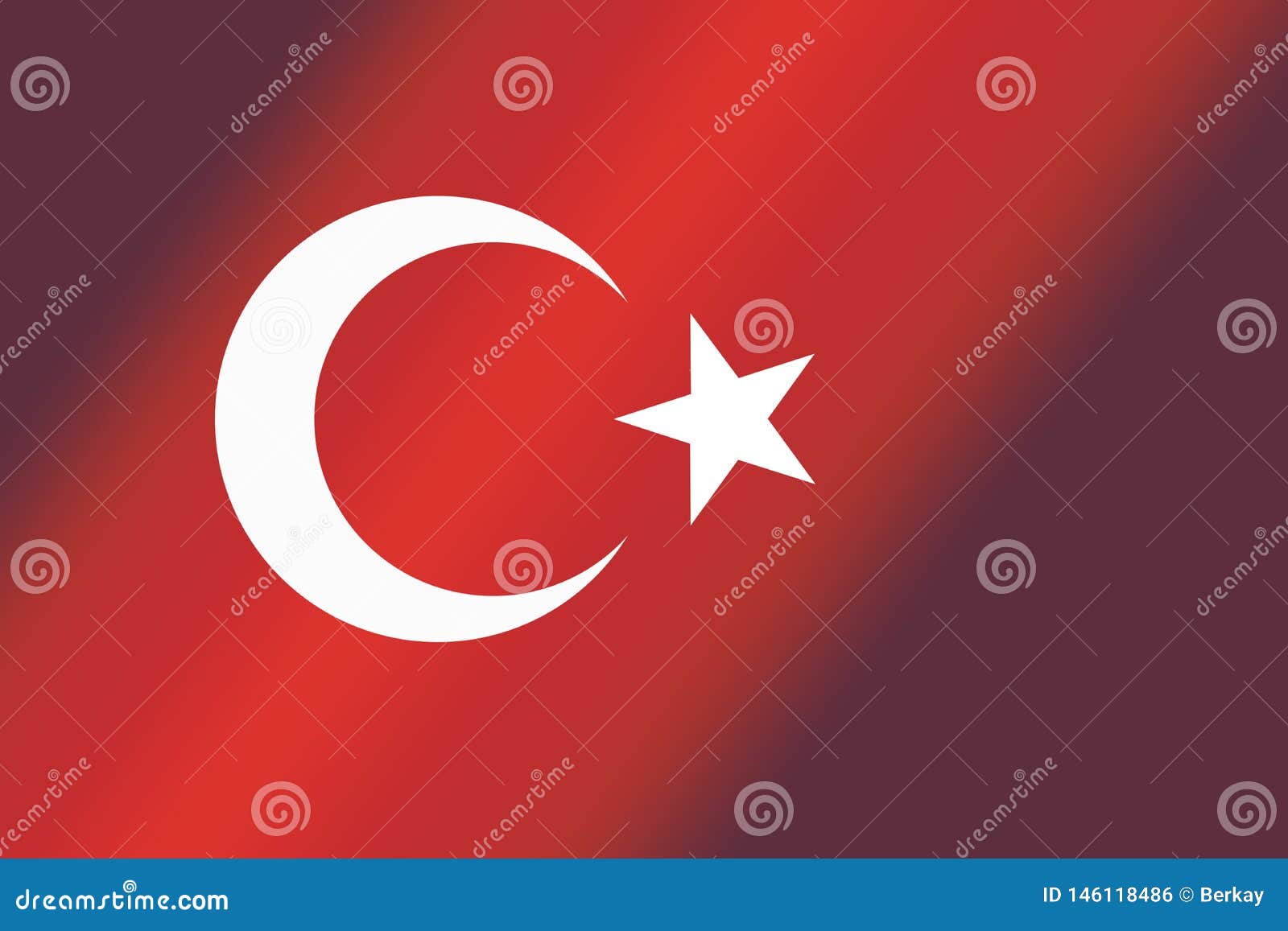 Turkish National Flag with White Star and Moon on Red Background Stock ...