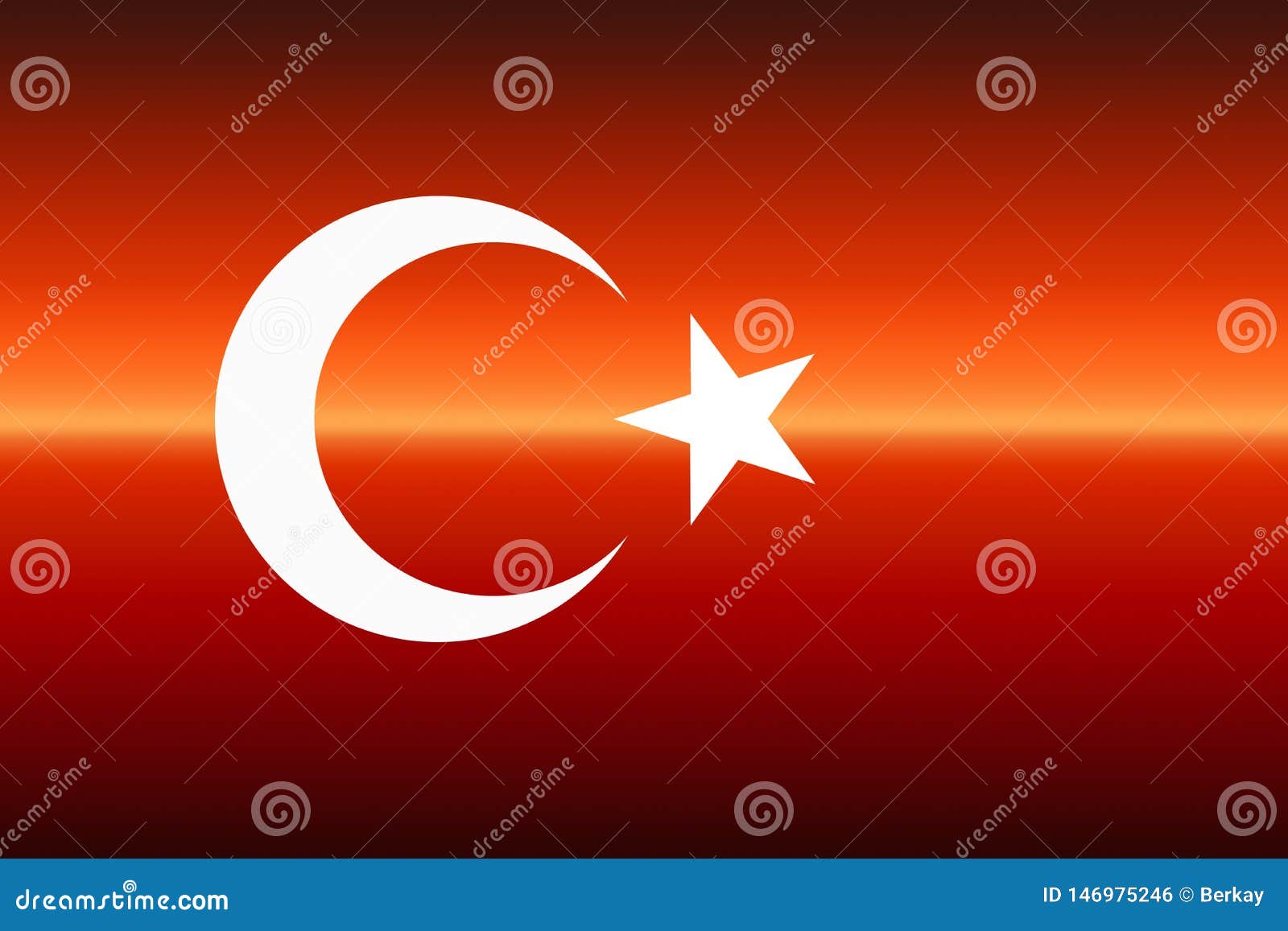 Turkish National Flag with White Star and Moon on Red Background Stock ...