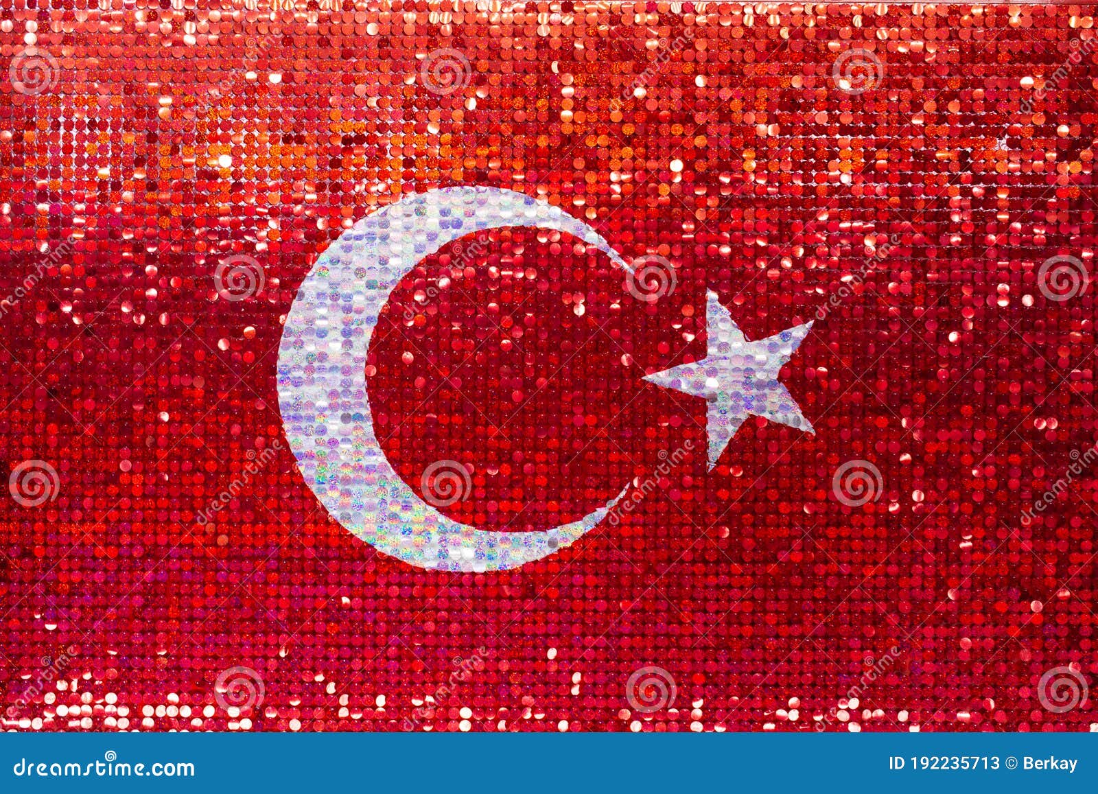 Turkish National Flag with White Star and Moon in View Stock Image ...