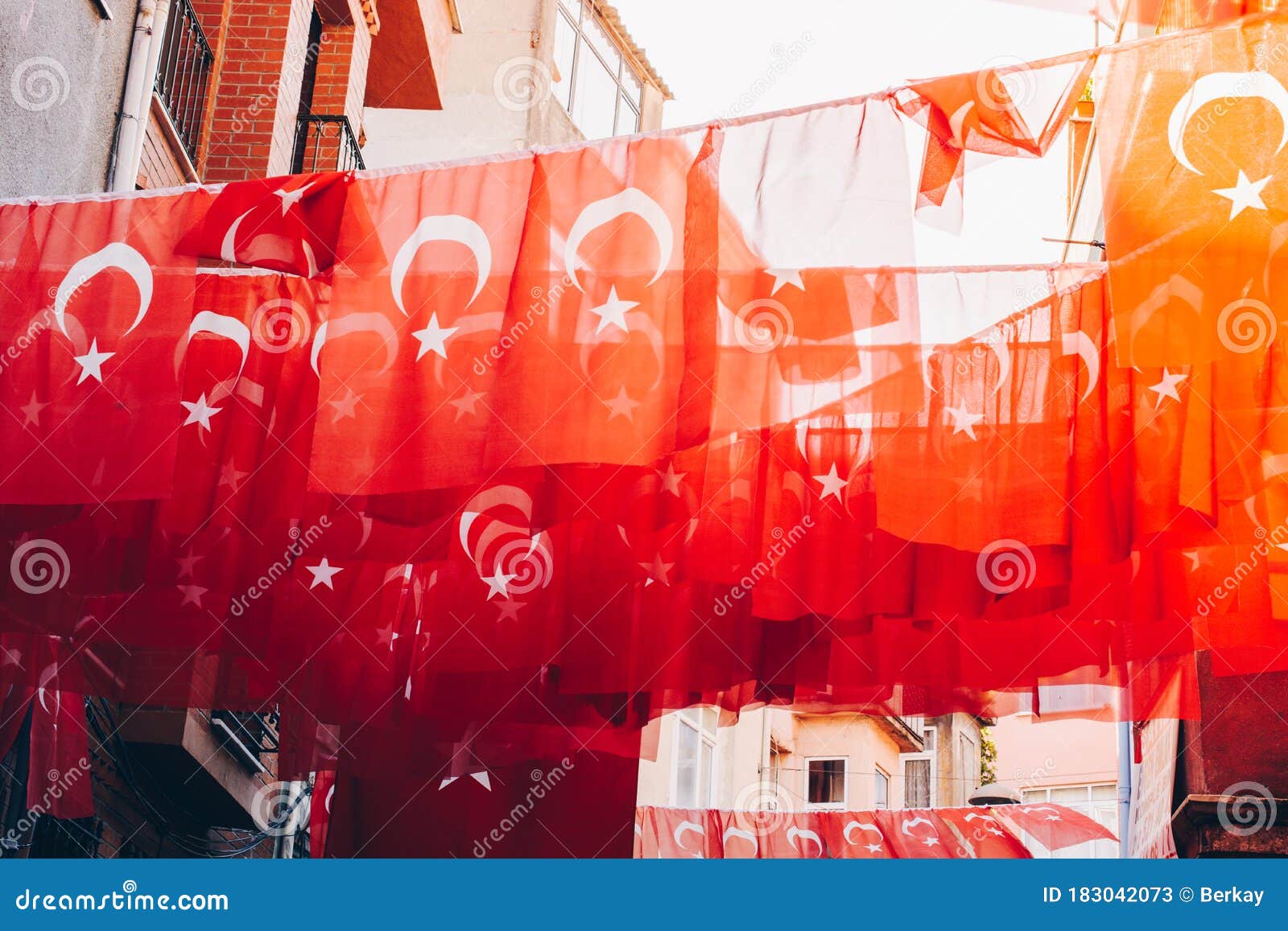 Turkish National Flags on String in View Stock Image - Image of ancient ...