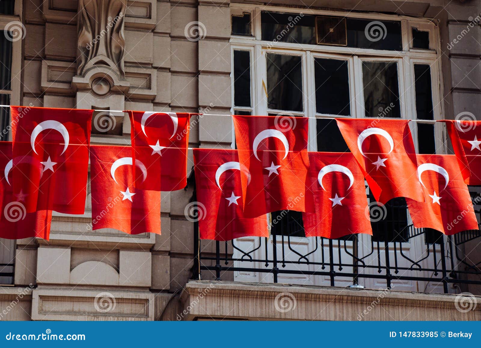 Turkish National Flags with White Star and Moon Stock Image - Image of ...