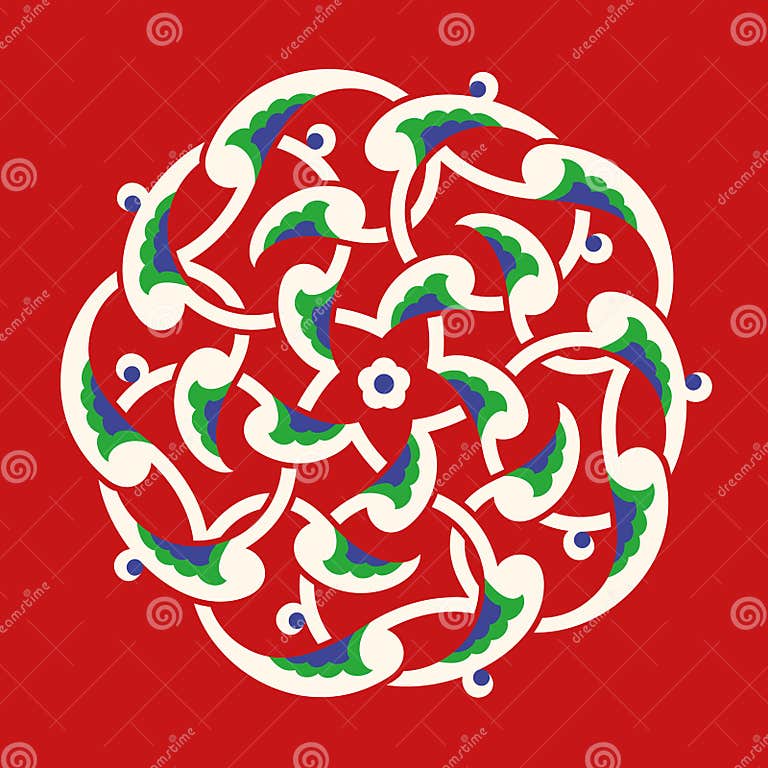 Beautiful Traditional Elegance Turkish Floral Ornament. Red, Green ...