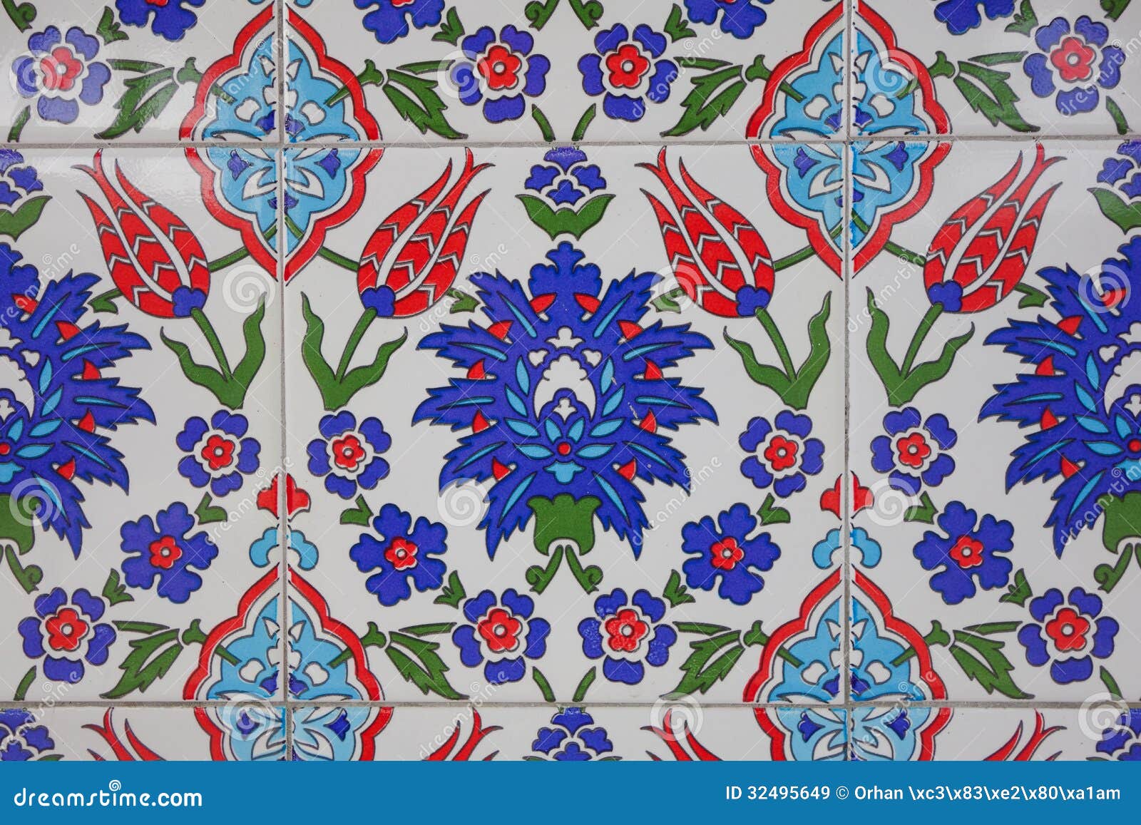 Turkish - Ottoman Hand Made Ancient Tiles Stock Image - Image of ...