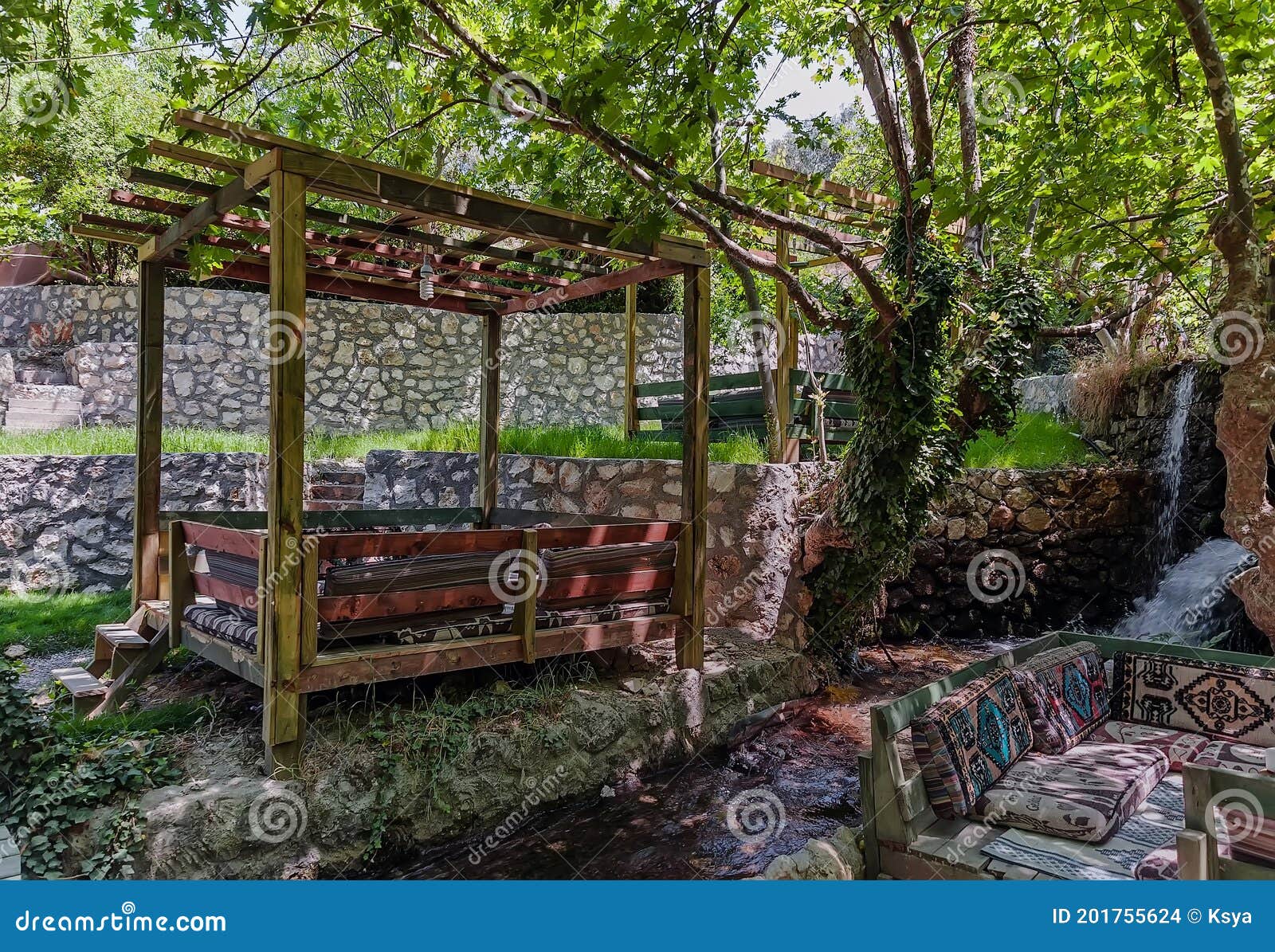 Turkish outdoor dastarkhan stock photo. Image of carved - 201755624