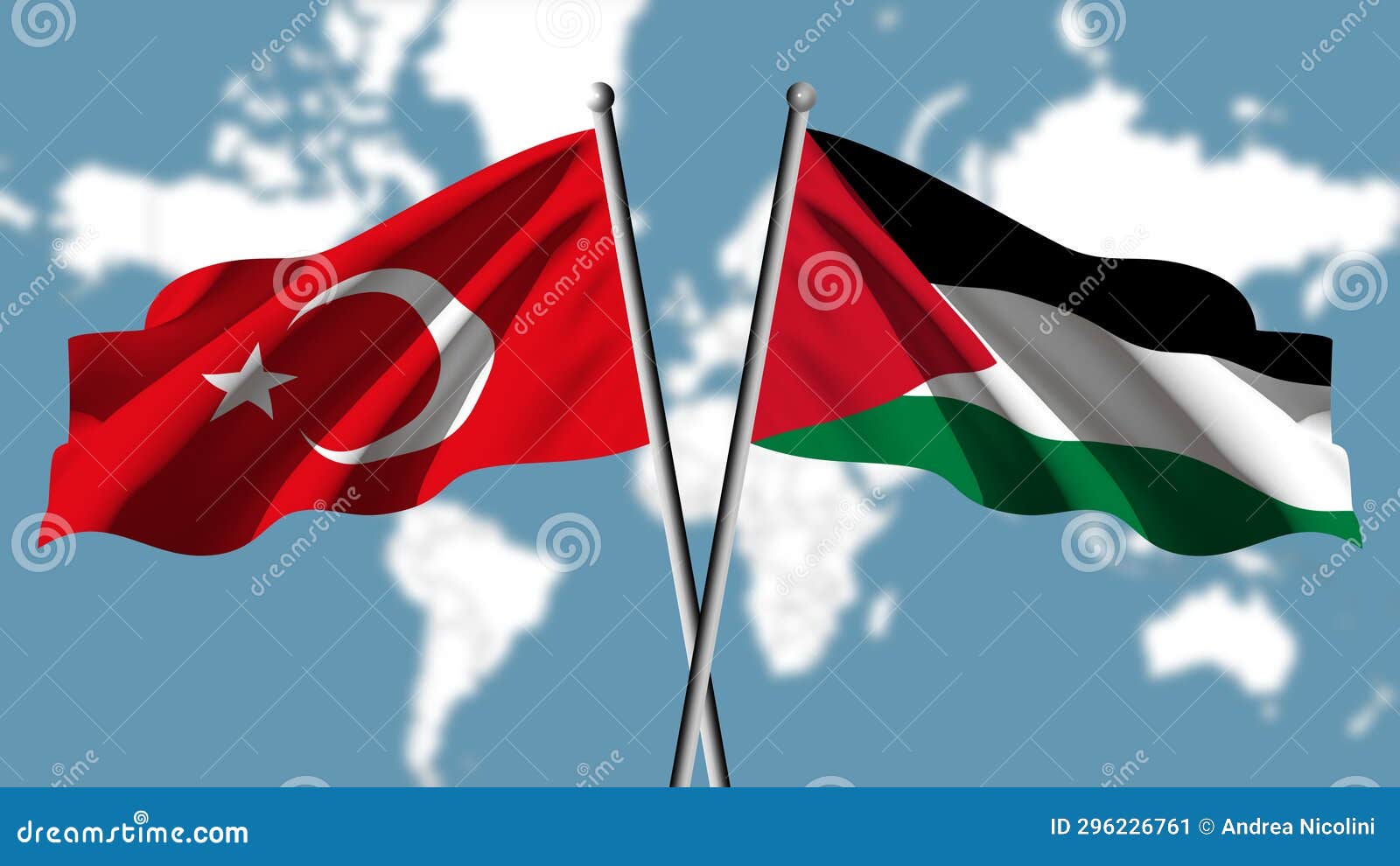 Turkish and Palestinian Flags Stock Image - Image of patriotic, waving ...