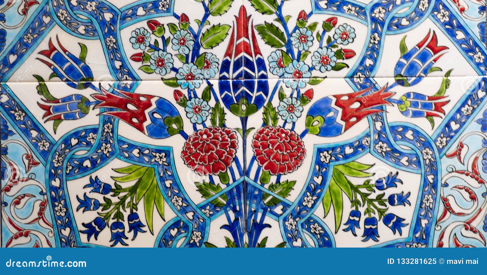 Turkish Pattern on a Ceramic Wall in Istanbul, Turkey Stock Image ...