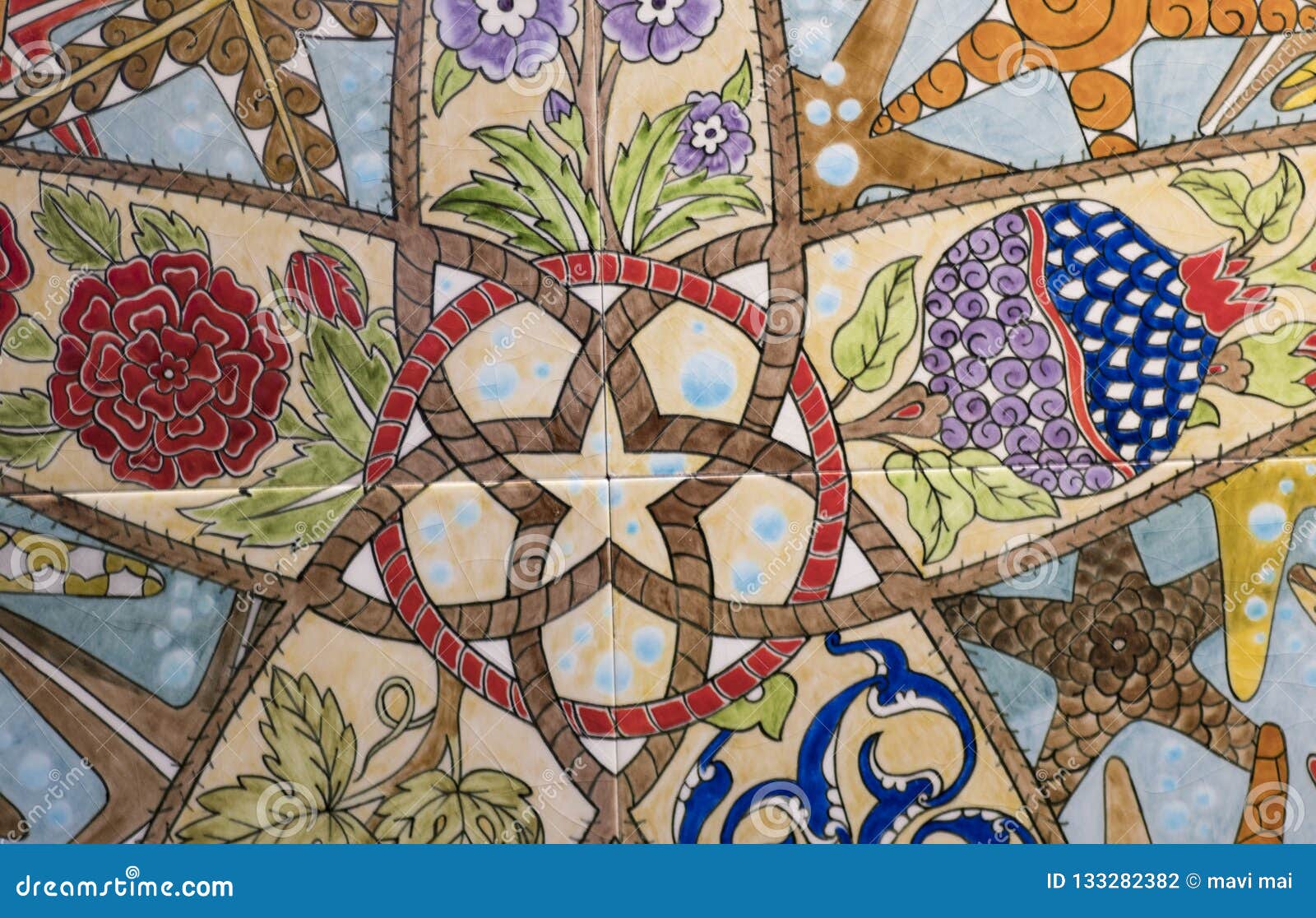 Turkish Pattern on a Ceramic Wall in Istanbul, Turkey Stock Photo ...