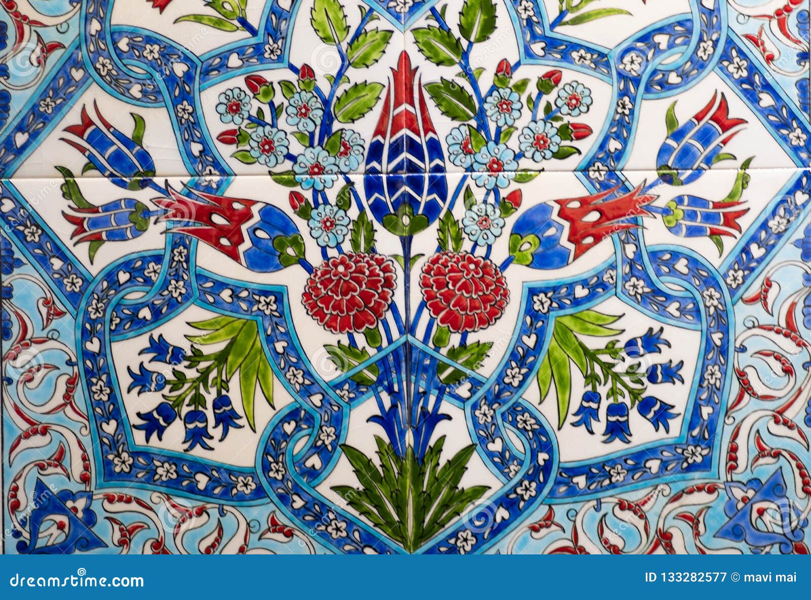 Turkish Pattern on a Ceramic Wall in Istanbul, Turkey Stock Image ...