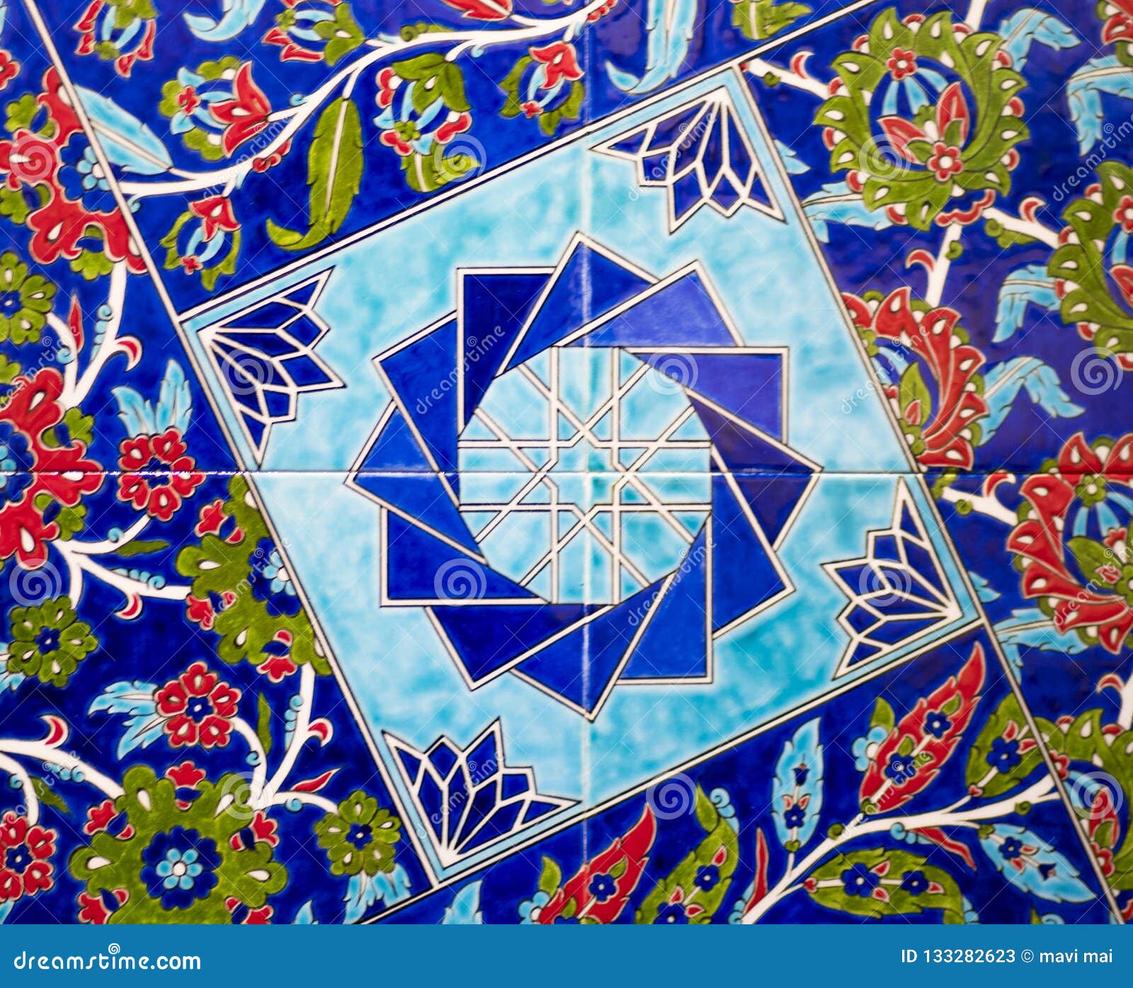 Turkish Pattern on a Ceramic Wall in Istanbul, Turkey Stock Image ...