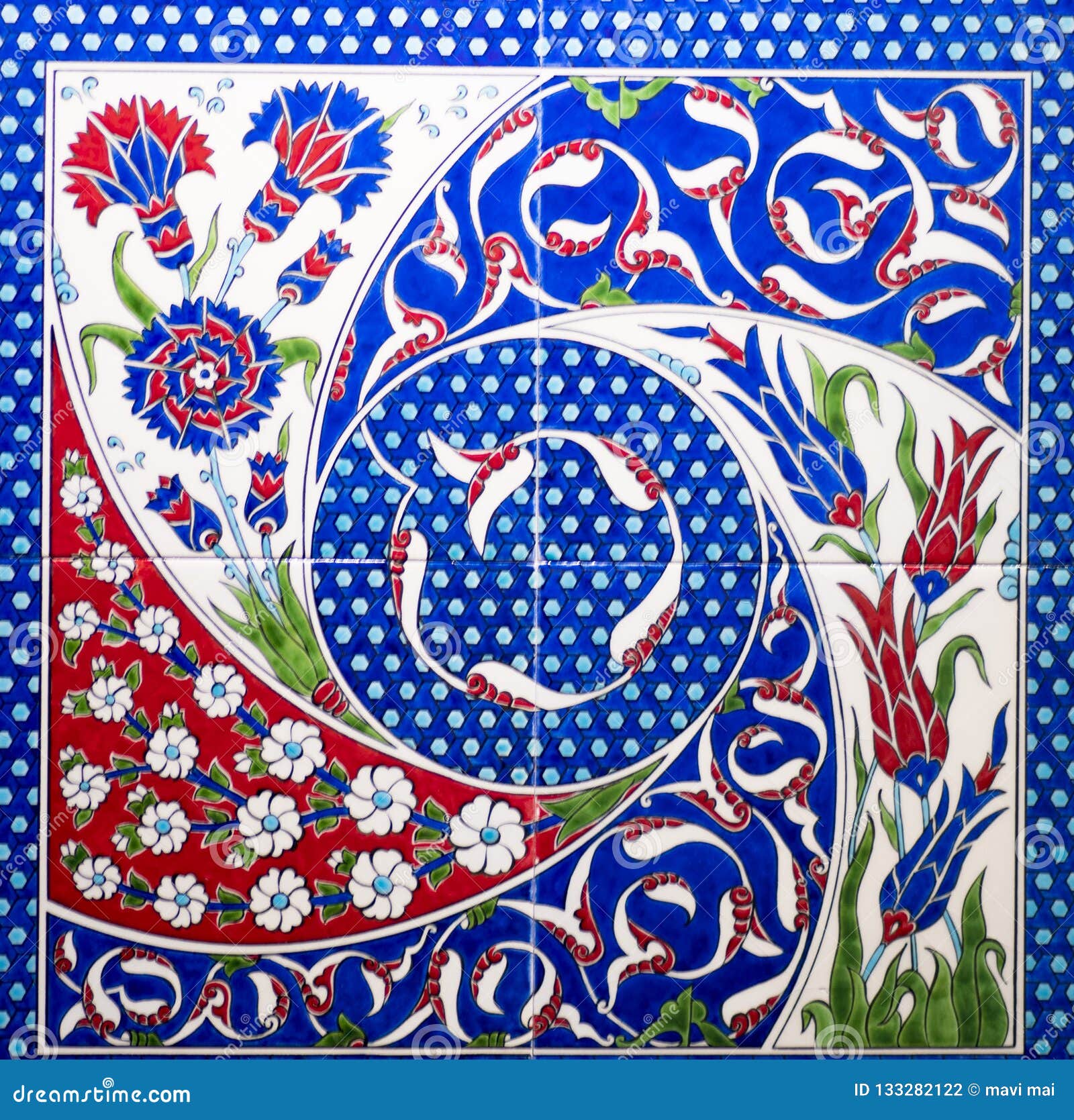 Turkish Pattern on a Ceramic Wall in Istanbul, Turkey Stock Photo ...