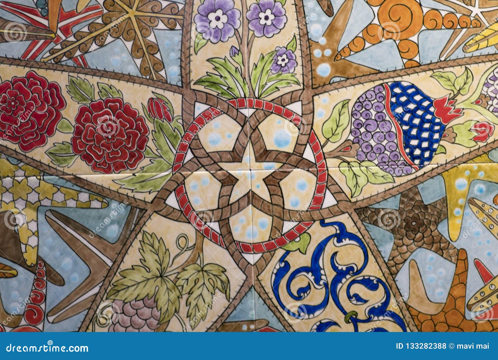 Turkish Pattern on a Ceramic Wall in Istanbul, Turkey Stock Photo ...