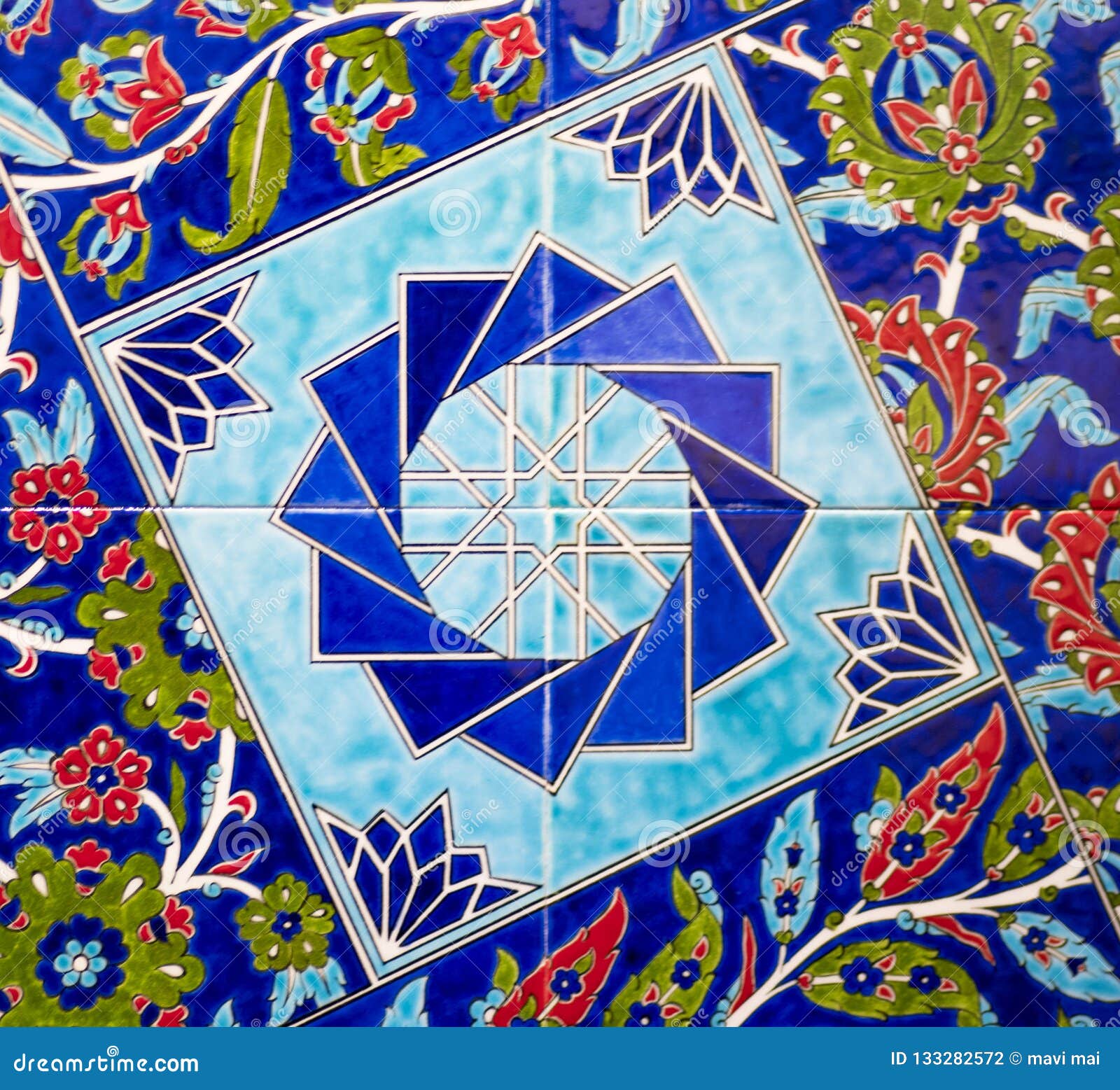 Turkish Pattern on a Ceramic Wall in Istanbul, Turkey Stock Photo ...