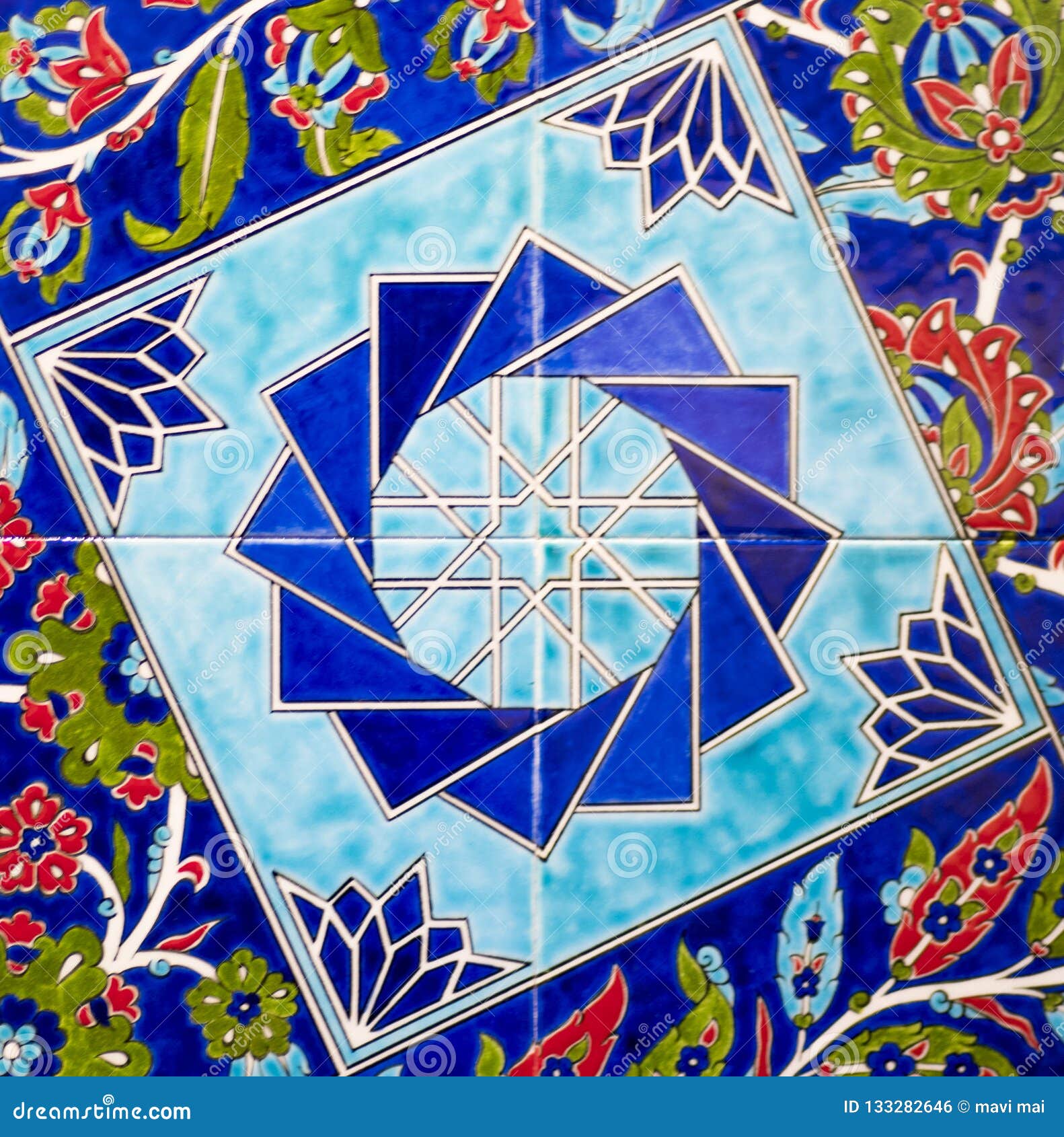 Turkish Pattern on a Ceramic Wall in Istanbul, Turkey Stock Photo ...
