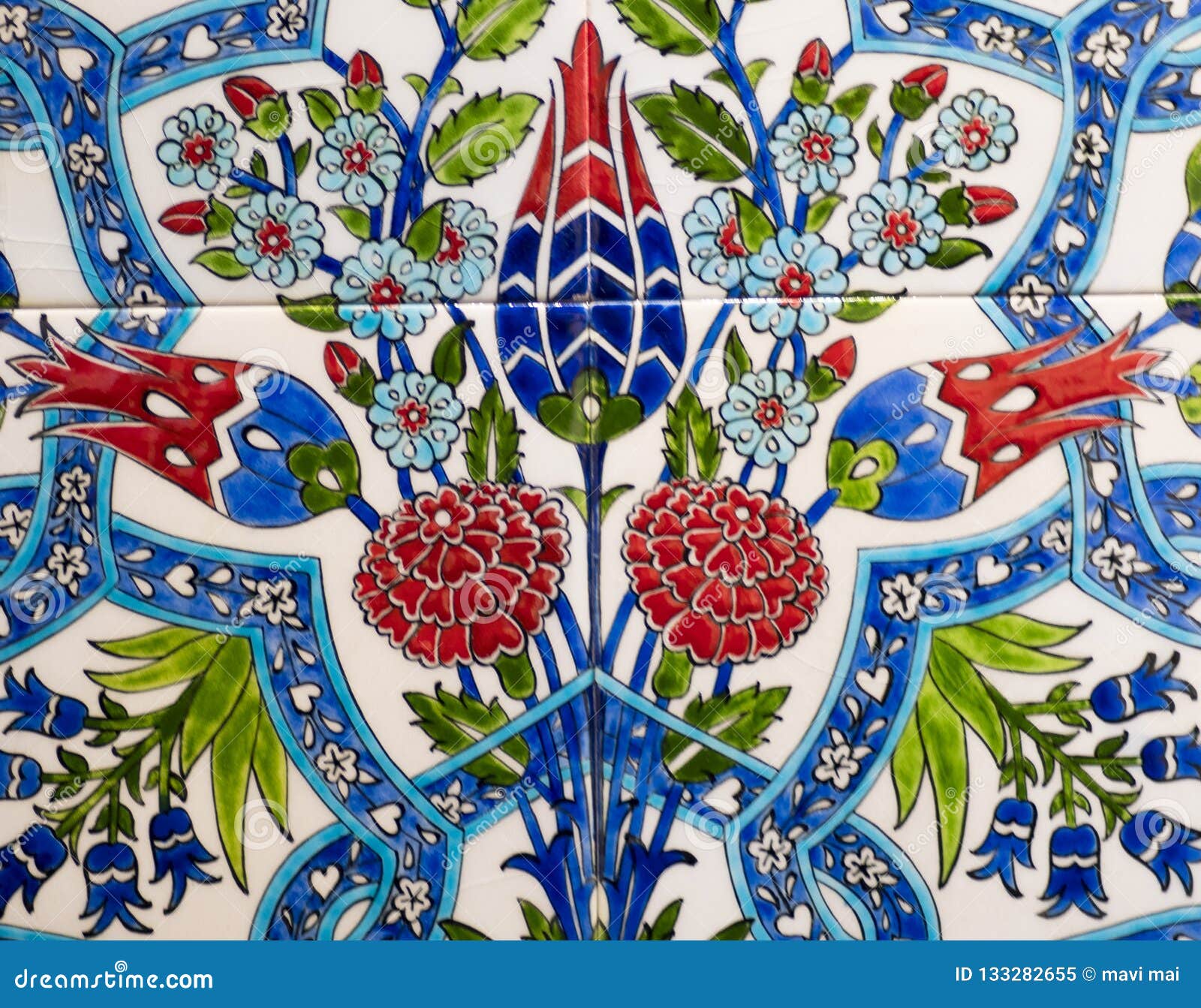 Turkish Pattern on a Ceramic Wall in Istanbul, Turkey Stock Image ...