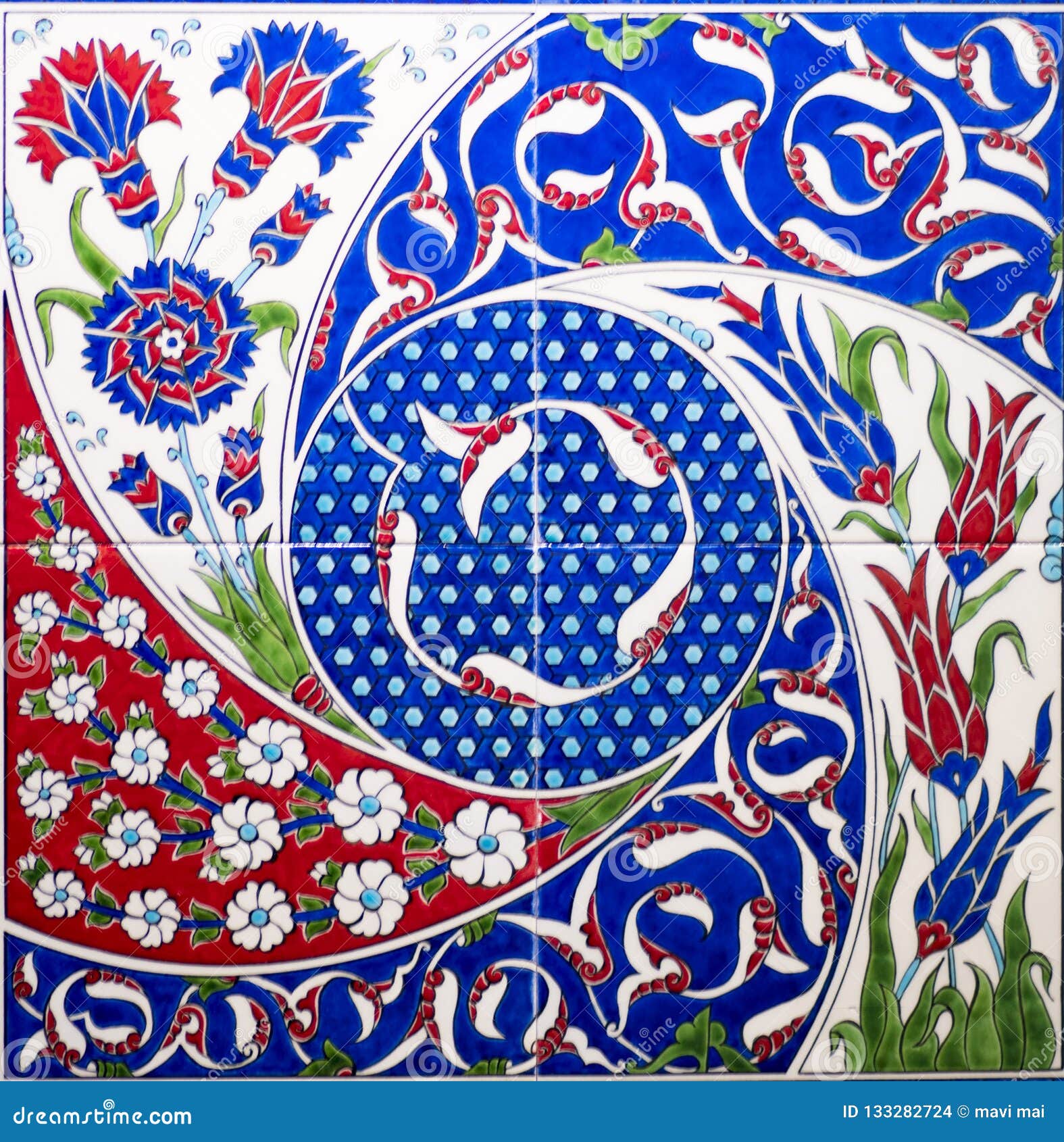 Turkish Pattern on a Ceramic Wall in Istanbul, Turkey Stock Photo ...
