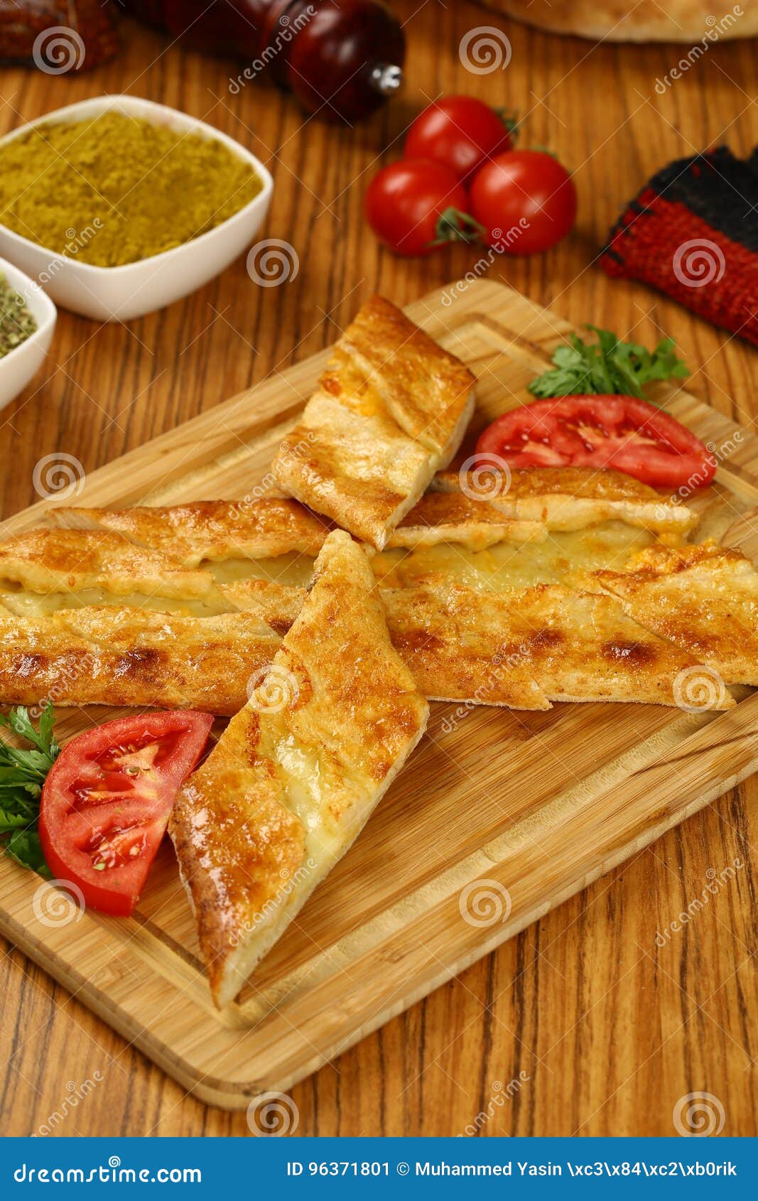 Turkish pide with cheese stock image. Image of handmade - 96371801