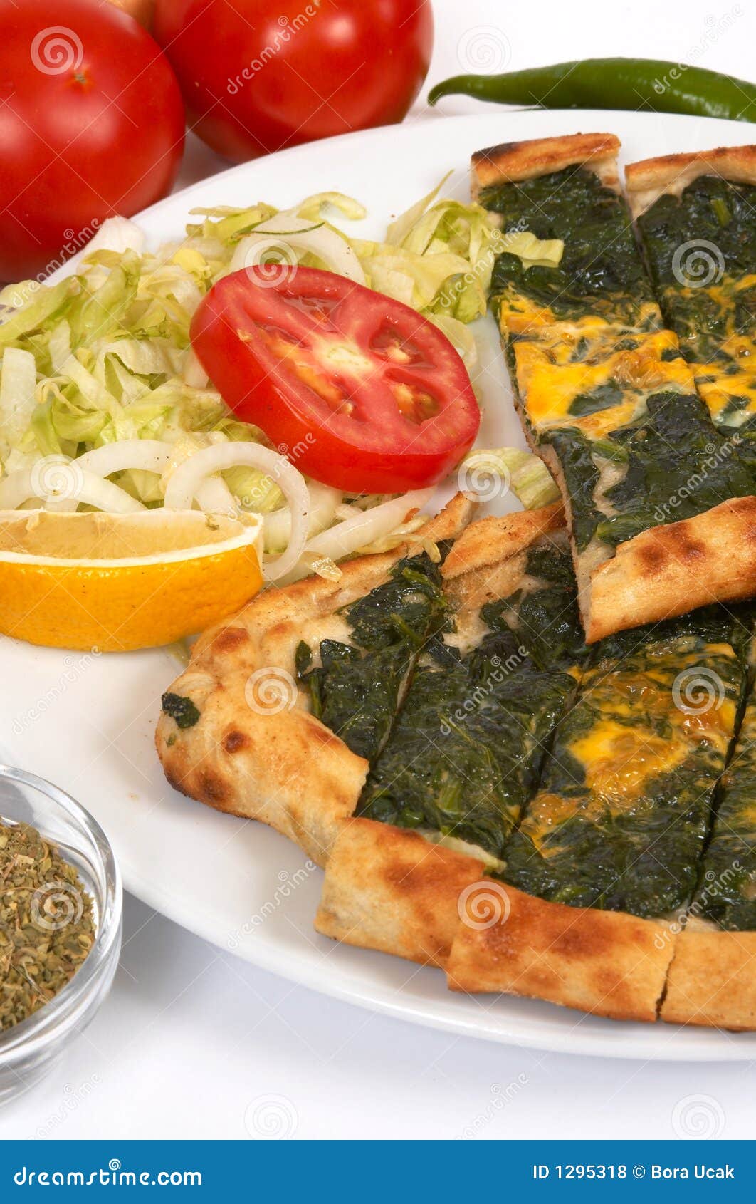 Turkish pide - spinach stock photo. Image of cook, pide - 1295318
