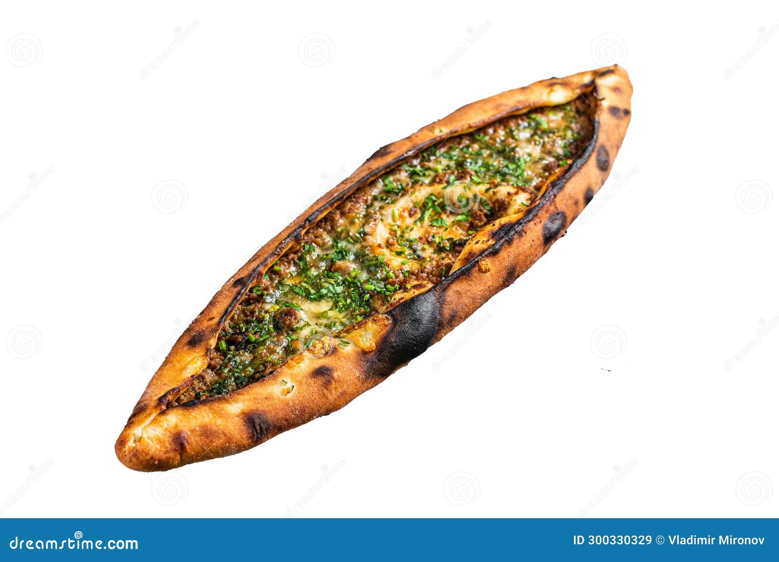 Turkish Pide, Traditional Pie with Beef Meat and Vegetables Isolated ...