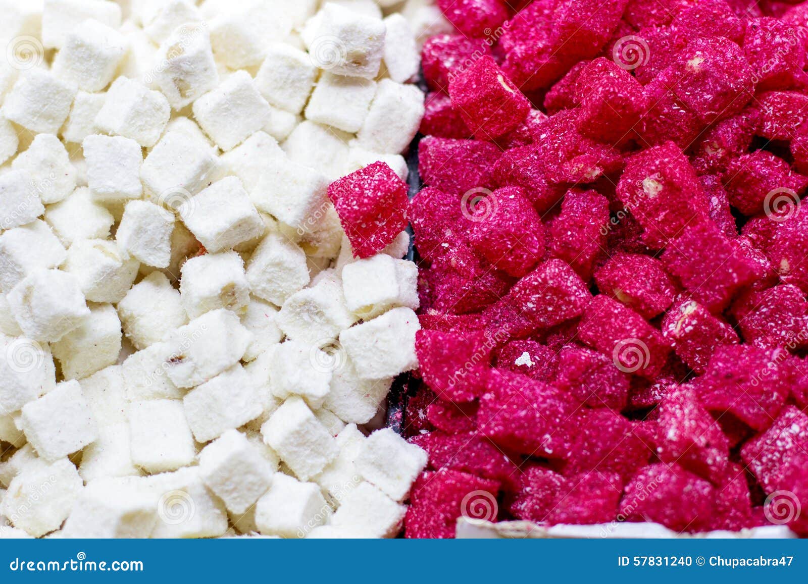 Turkish Pink and White Delight Lokum in Grand Stock Photo - Image of ...