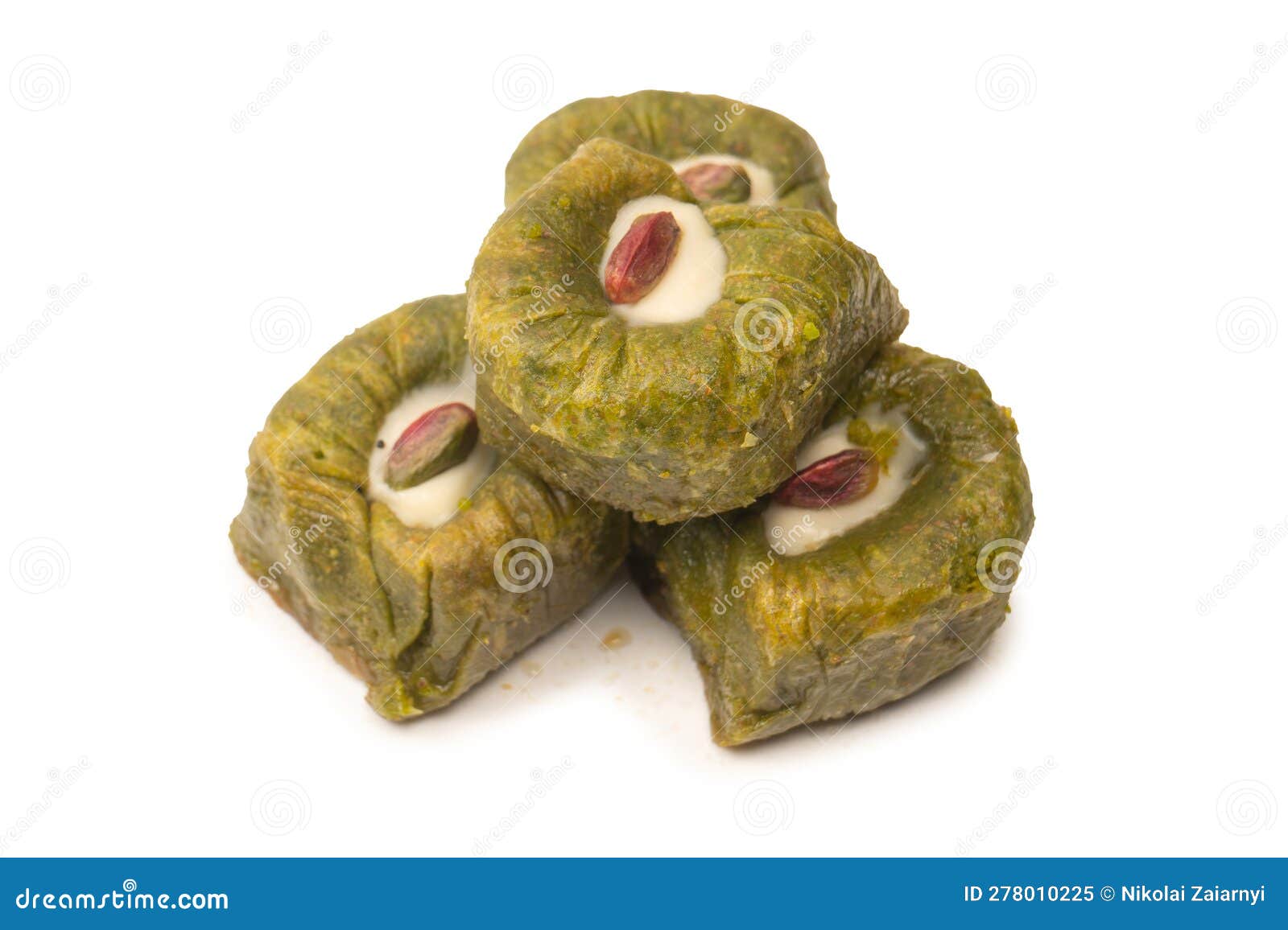 Turkish Pistachio Pastry Dessert Baklava With Green Pistachios Royalty ...
