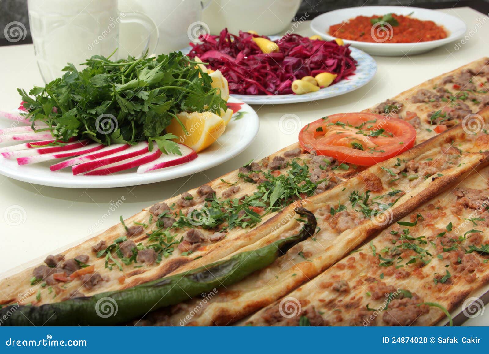 Turkish pizza stock photo. Image of dining, etliekmek - 24874020
