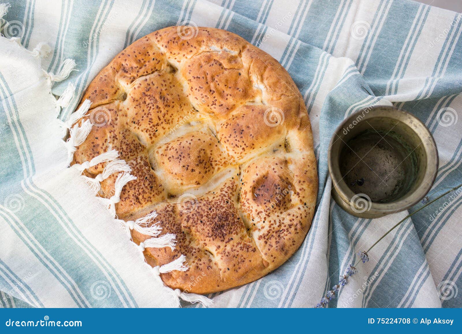 Turkish Ramadan Pidesi. stock photo. Image of circle - 75224708