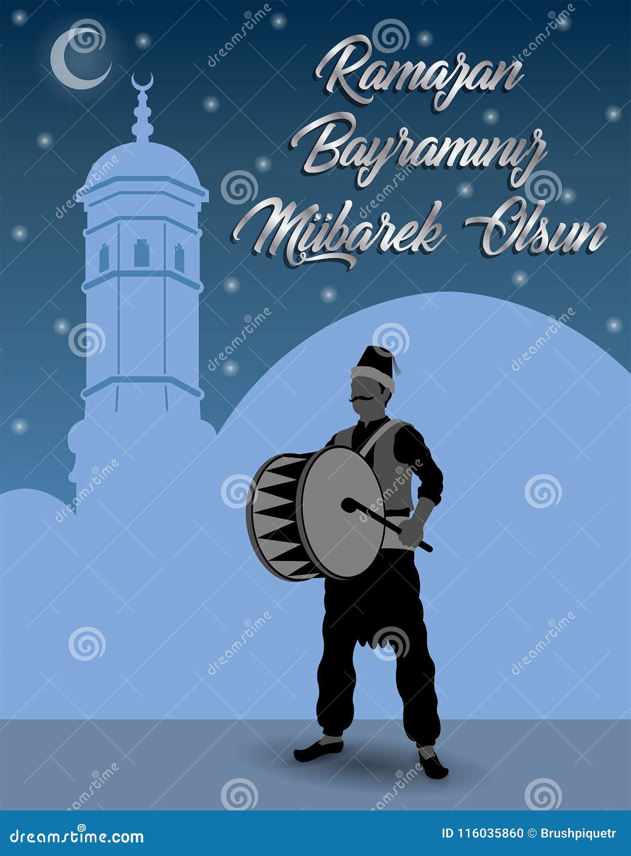 Turkish Ramadan Wishes with Ramadan Drummer in Front of Blue Sky Stock ...