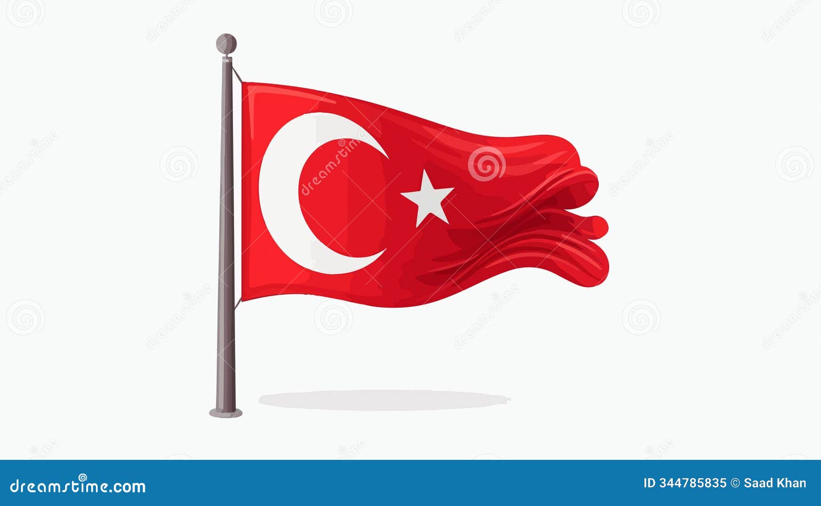 Turkish Republic Flag Vector Illustration Stock Vector - Illustration ...