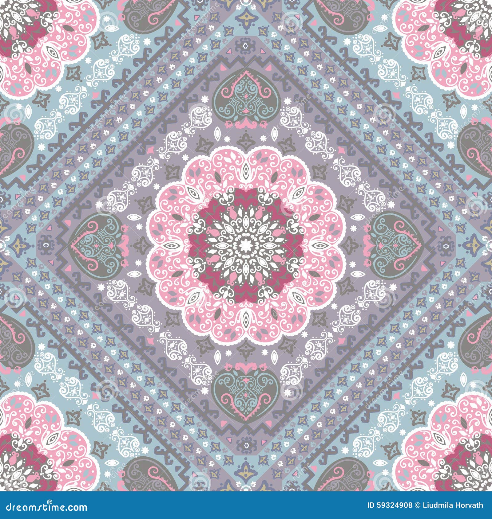 Turkish Rug Style Seamless Pattern Stock Vector - Illustration of ...