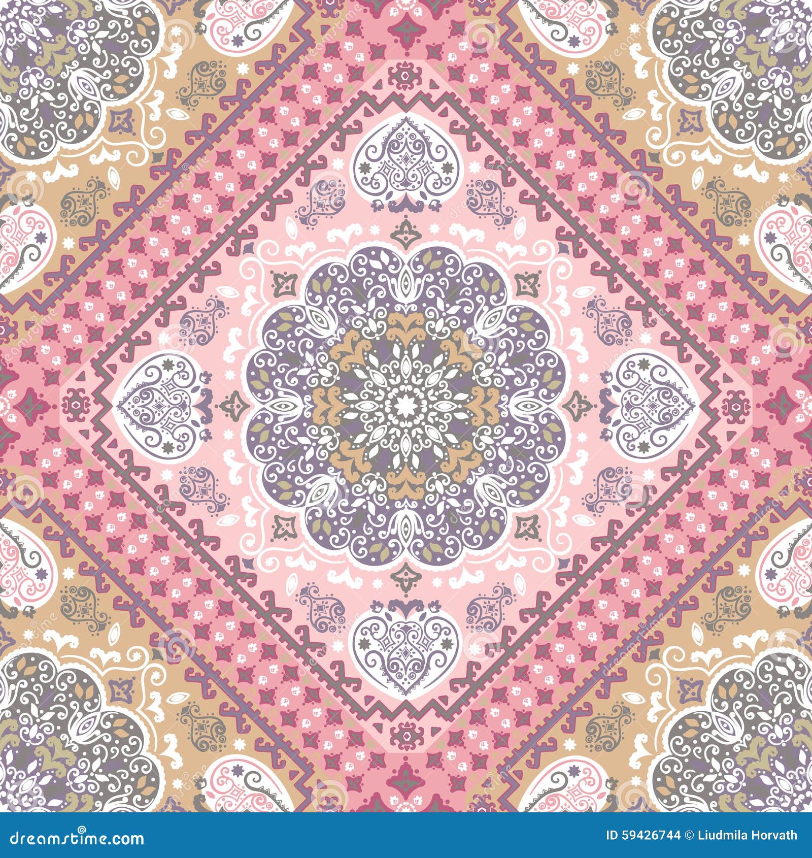 Turkish Rug Style Seamless Pattern Stock Vector - Illustration of ...