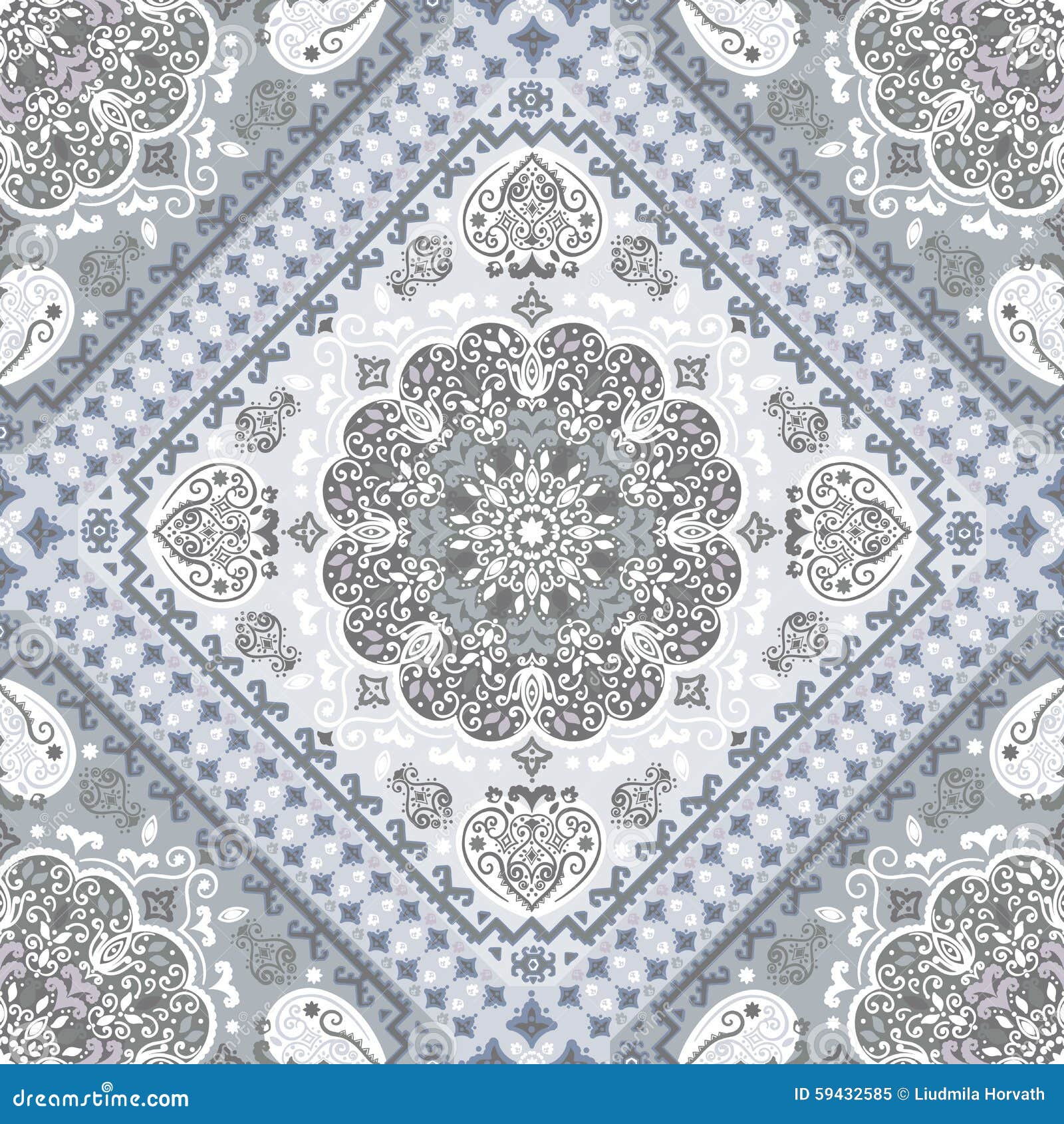 Turkish Rug Style Seamless Pattern Stock Vector - Illustration of ...