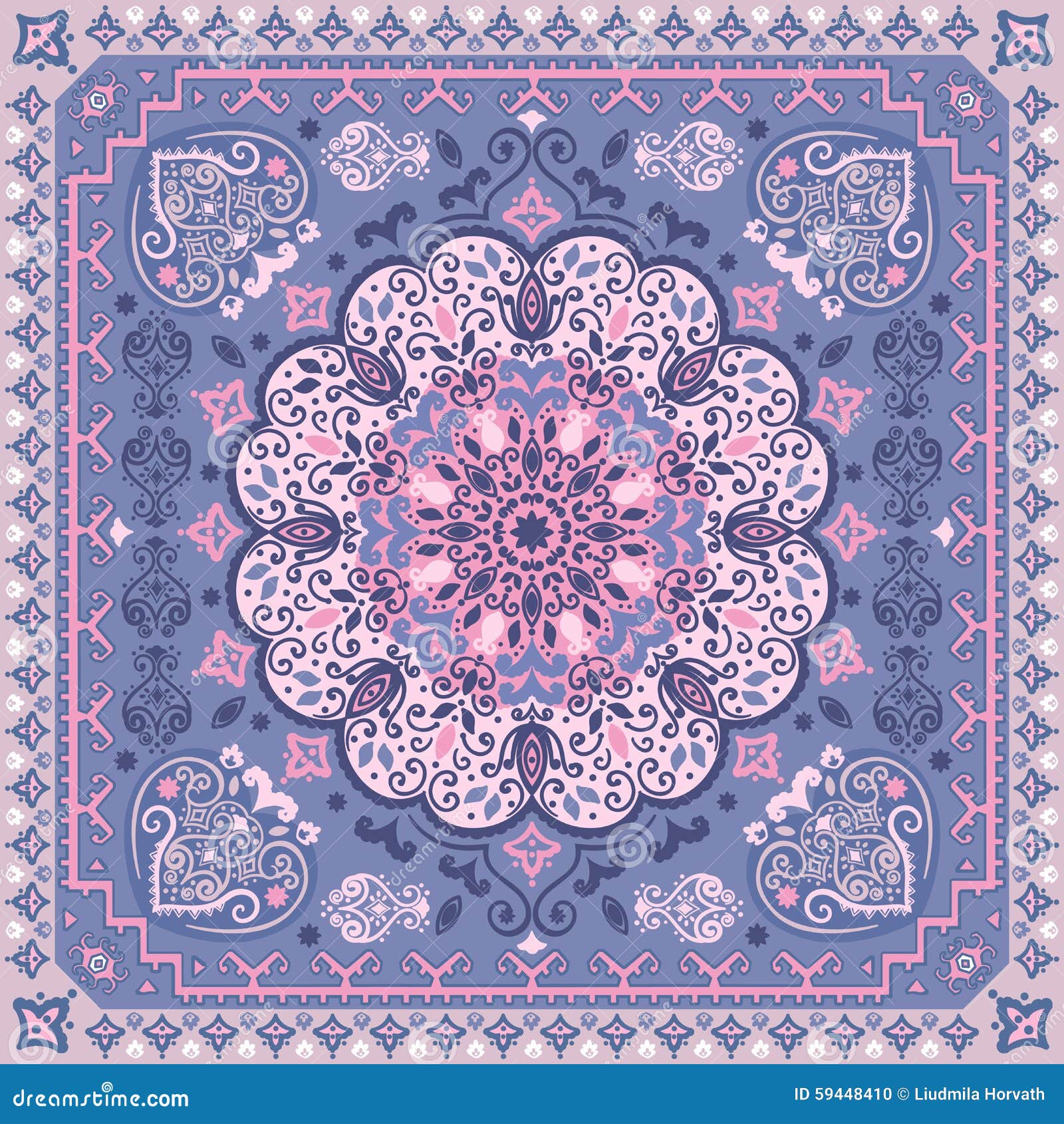 Turkish Rug Style Seamless Pattern Stock Vector - Illustration of ...