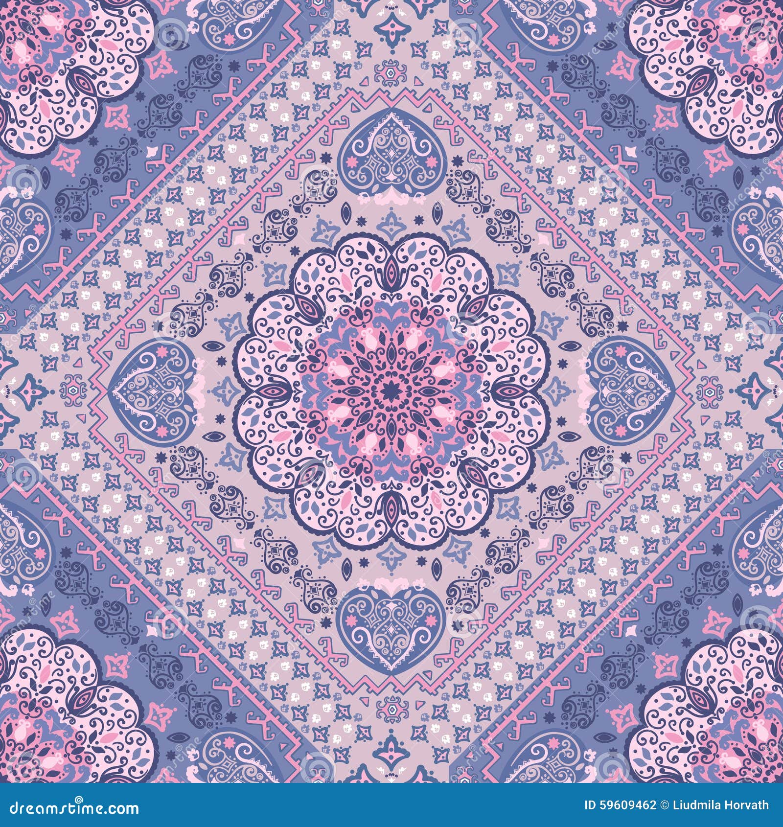 Turkish Rug Style Seamless Pattern Stock Vector - Illustration of ...