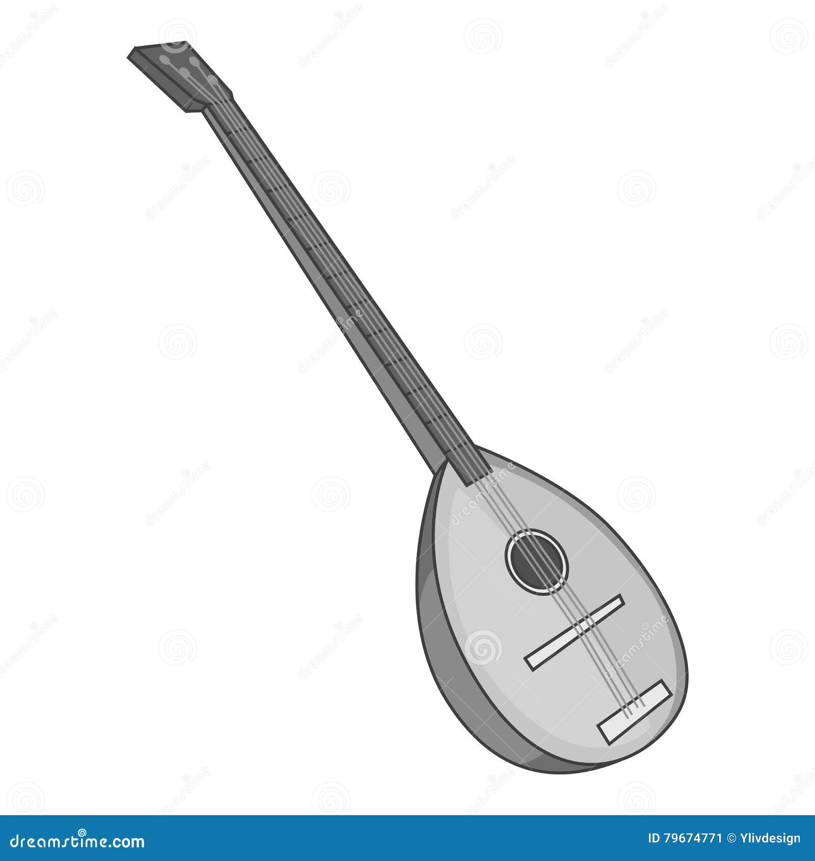 Turkish Saz Icon, Gray Monochrome Style Stock Vector - Illustration of ...