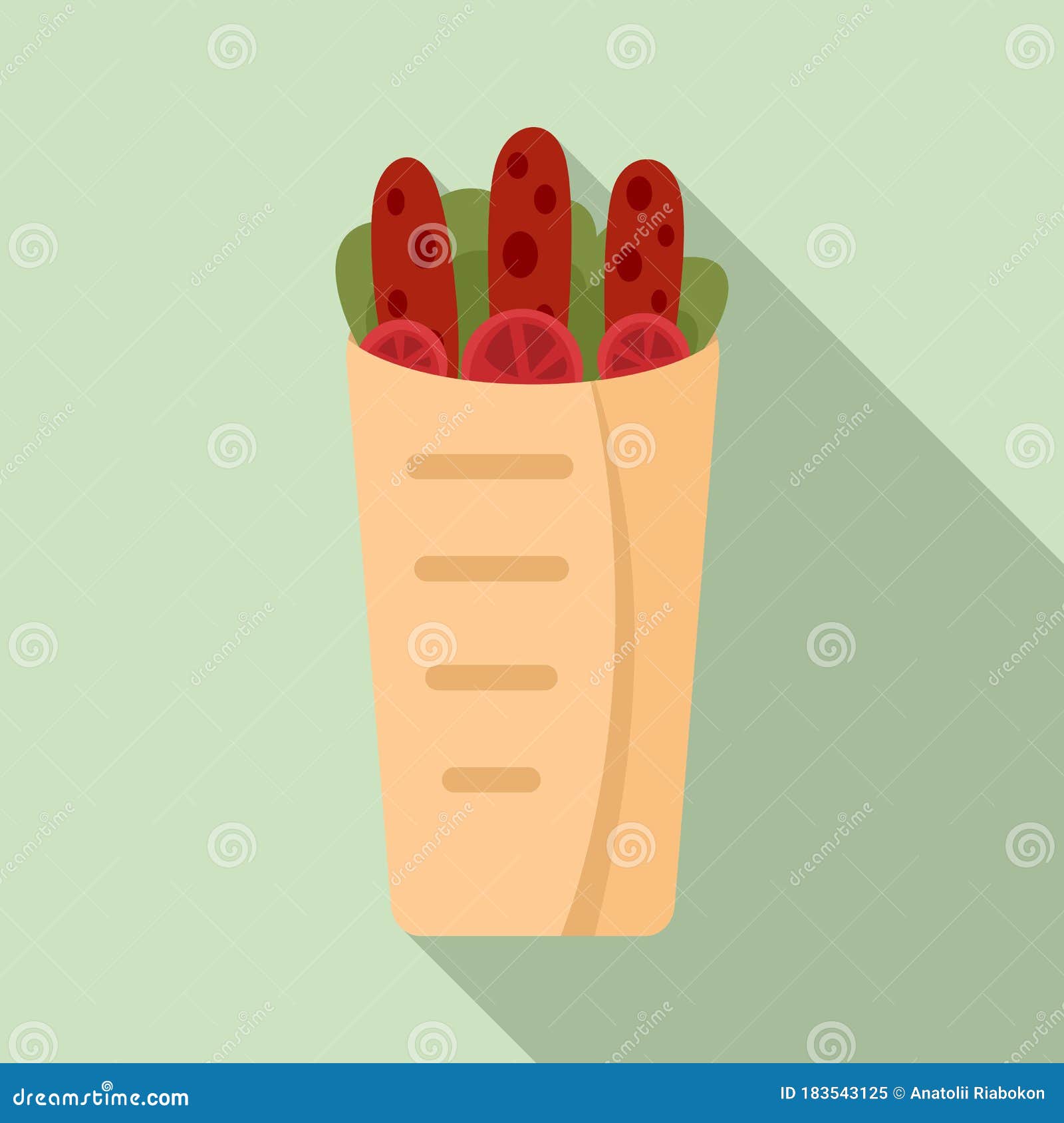 Turkish Shawarma Icon, Flat Style Stock Vector - Illustration of meal ...