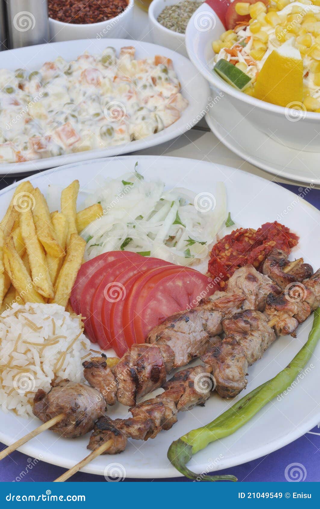 Turkish Shish Kebab Meal stock image. Image of yogurt - 21049549