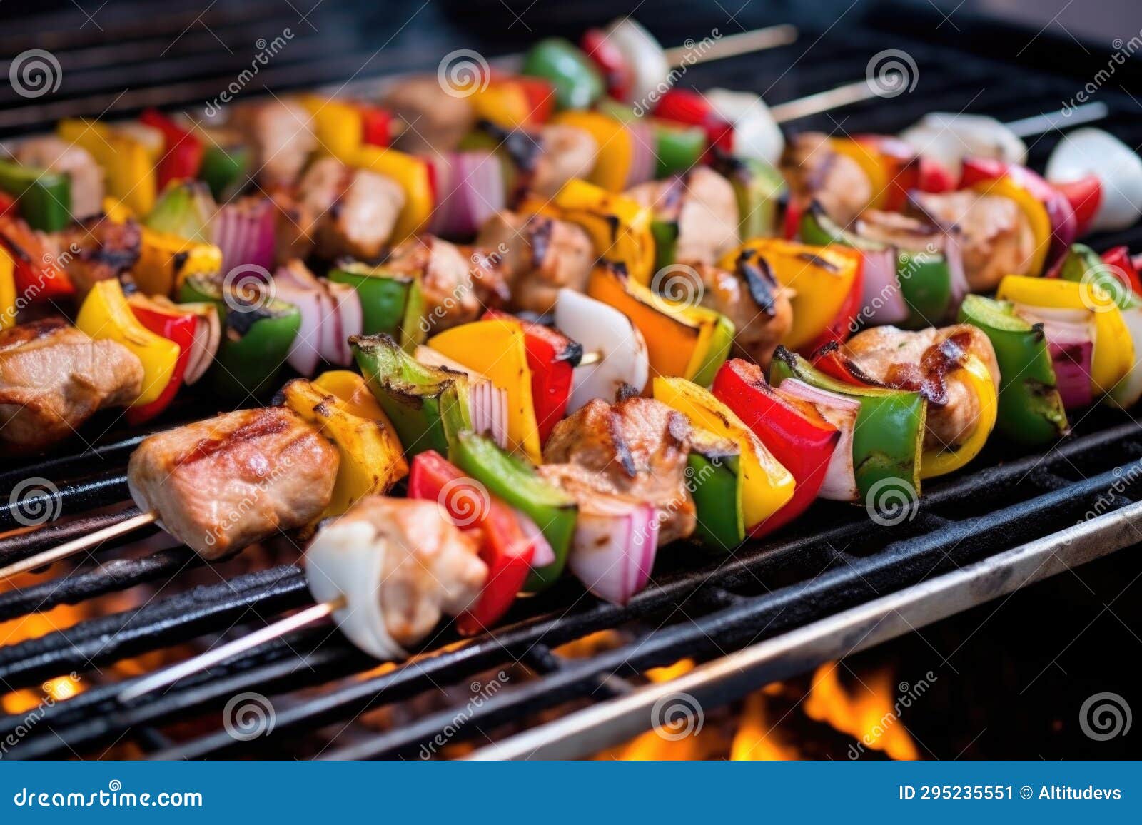 Turkish Shish Kebabs Lined on a Massive Outdoor Grill Stock Image ...