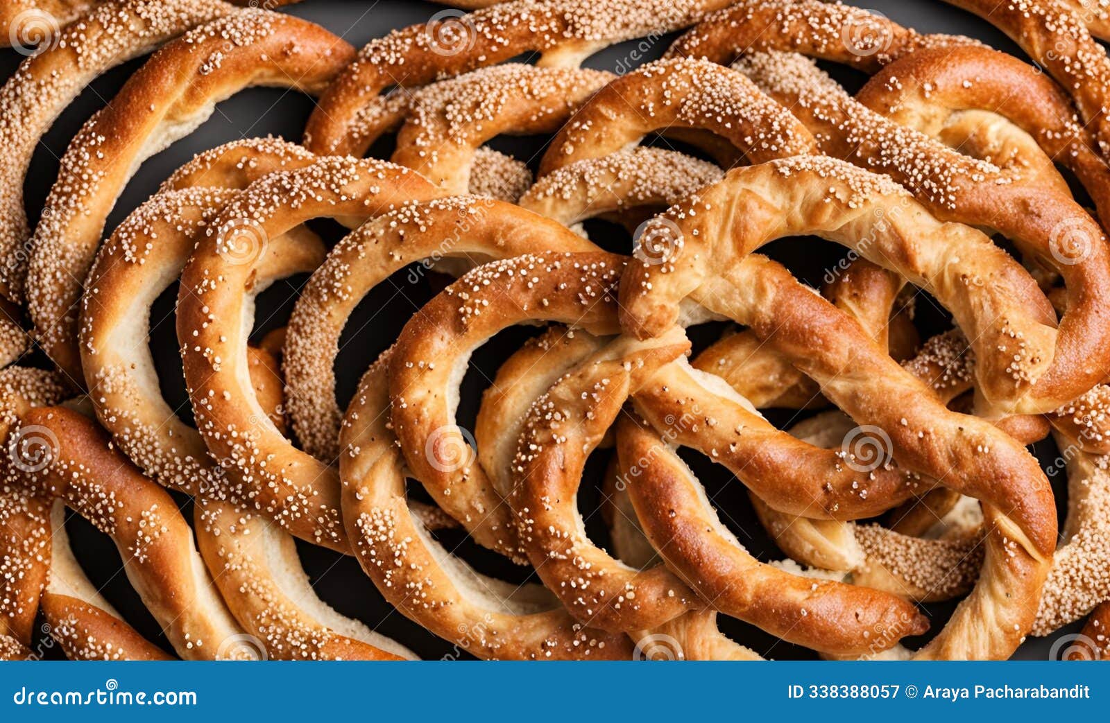 Close-up Of Turkish Simit Bread Showcasing Sesame Texture, AI Generated ...