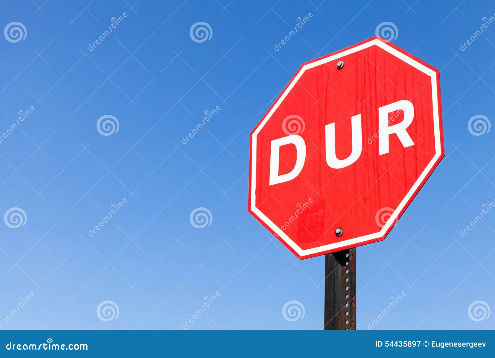 Turkish Stop Road Sign Over Clear Blue Sky Stock Image - Image of white ...