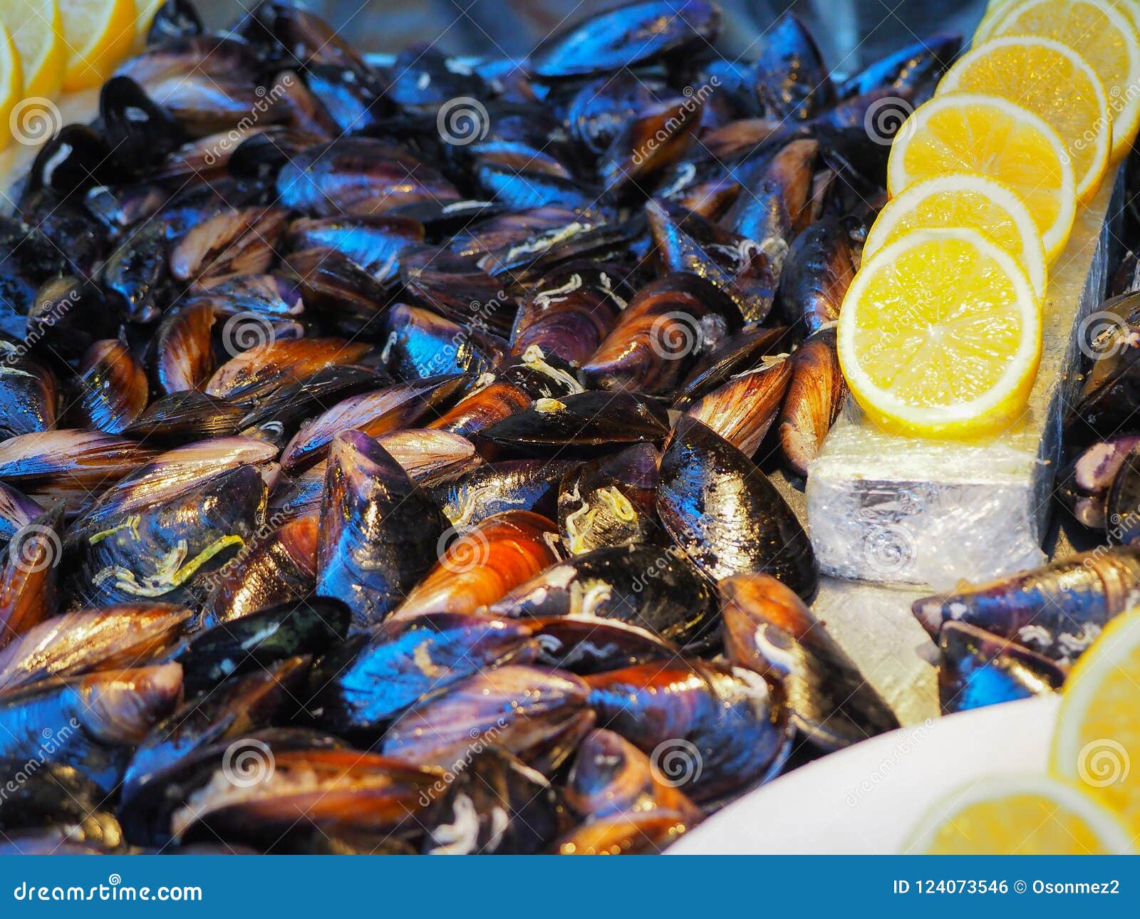 Turkish Stuffed Mussels and Lemons Stock Photo - Image of cold, dinner ...