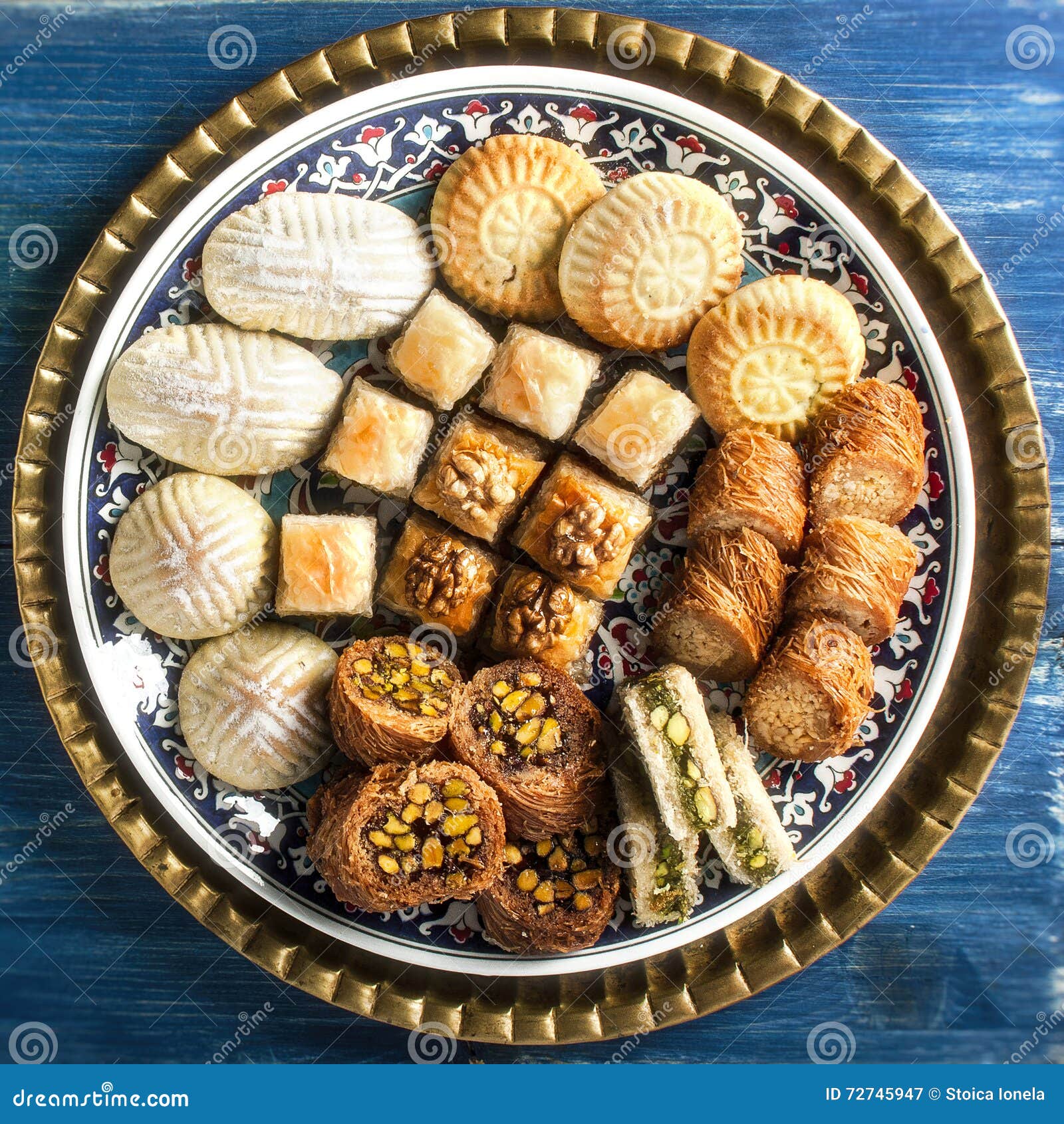 Turkish Sweets Mix on a Traditinal Plate Stock Image - Image of cuisine ...
