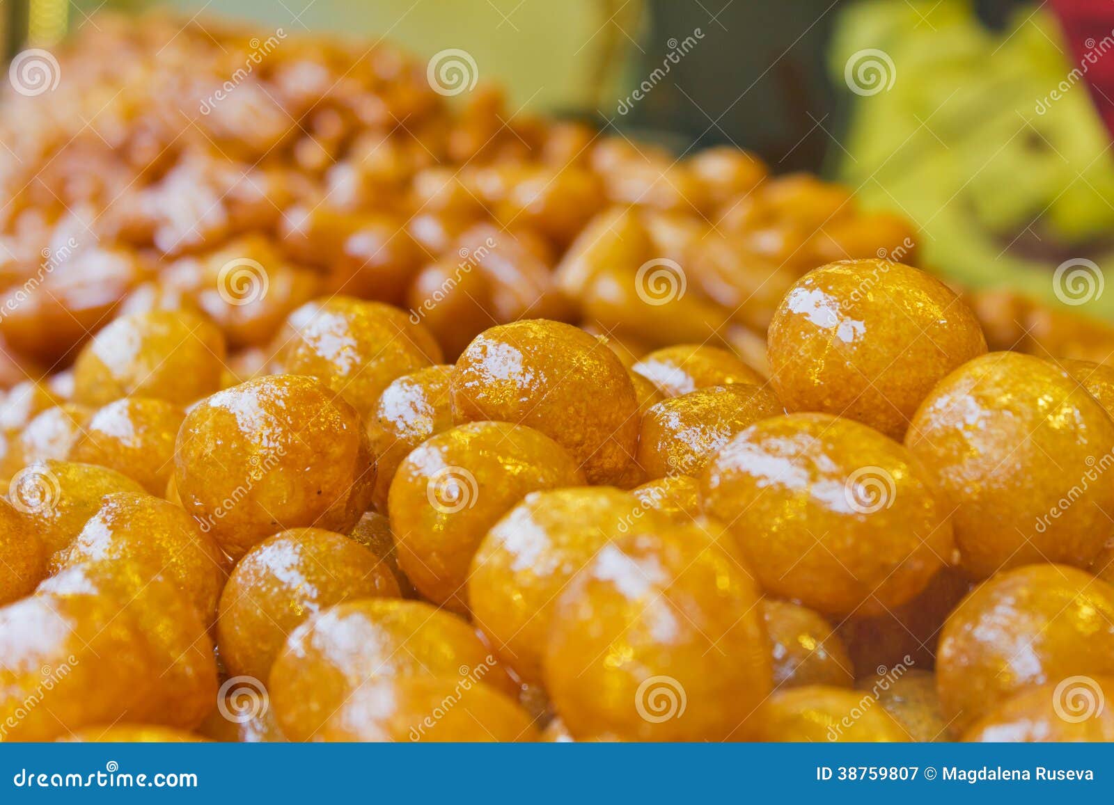 Turkish Sweets Balls Kadaif With Fresh Honey Close-up. Horizontal Stock ...